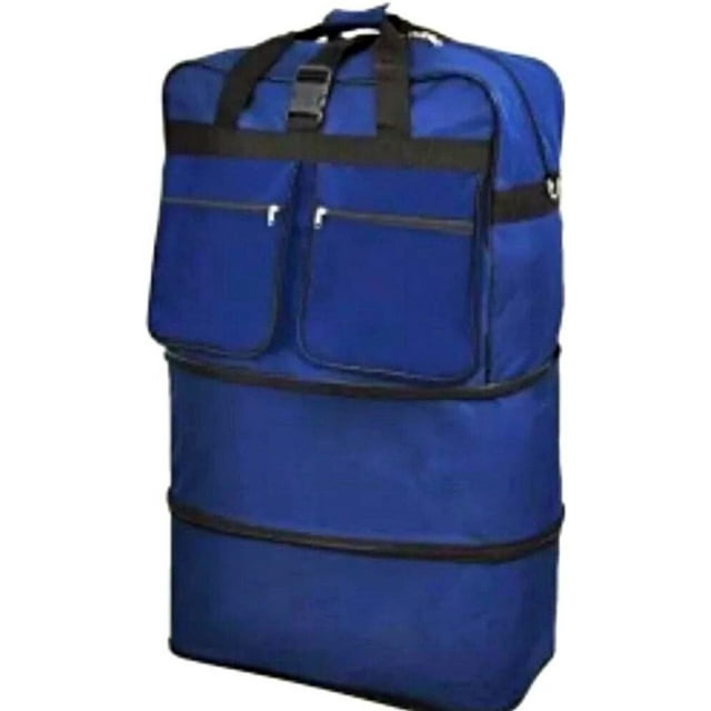 40" Navy Blue Large Expandable Rolling 6 Wheeled Duffel Bag Spinner ...
