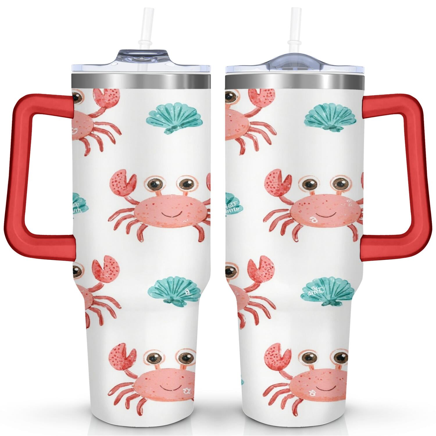 40 OZ Cute Crab Marine Adorable Travel Mug Gifts for Women Men Birthday ...