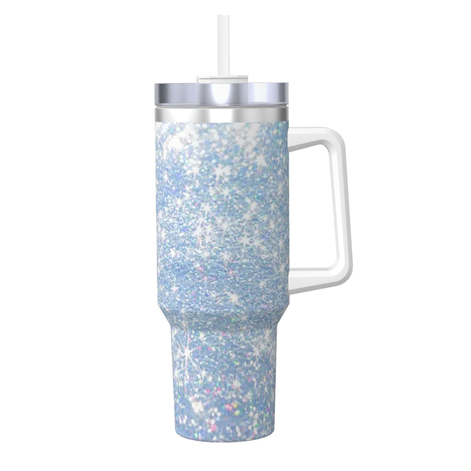40 OZ Ice Bully Cup with Handle and Straw Glitter Light Pearl Pattern ...