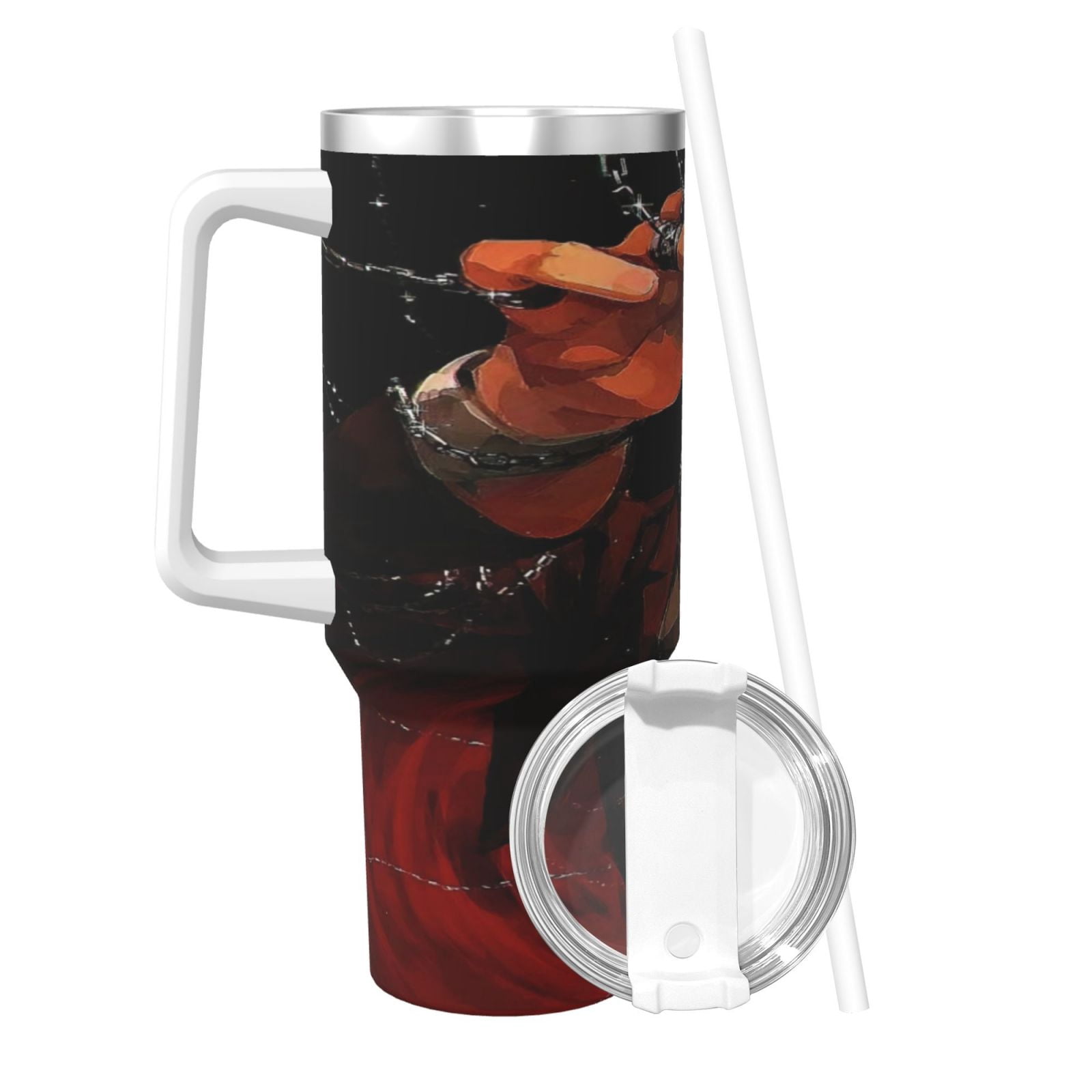 40 OZ Kurapika Ice Bully Cup with Handle Straw Lid, Double Wall ...