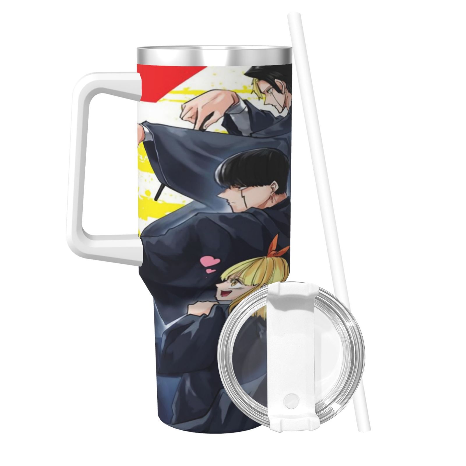 40 OZ Mashle Ice Bully Cup with Handle Straw Lid, Double Wall Stainless ...