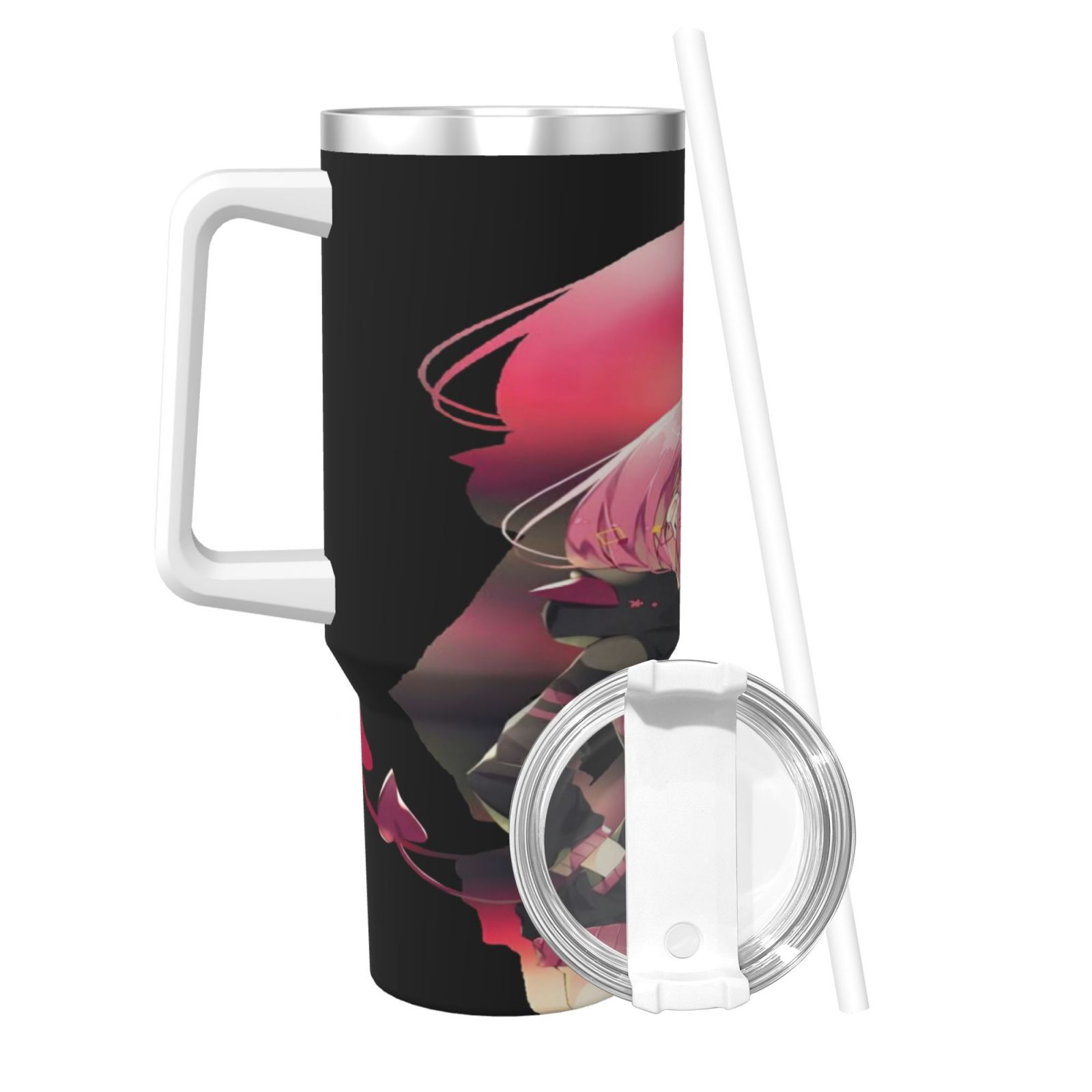 40 OZ Momo Belia Deviluke Ice Bully Cup with Handle Straw Lid, Double ...