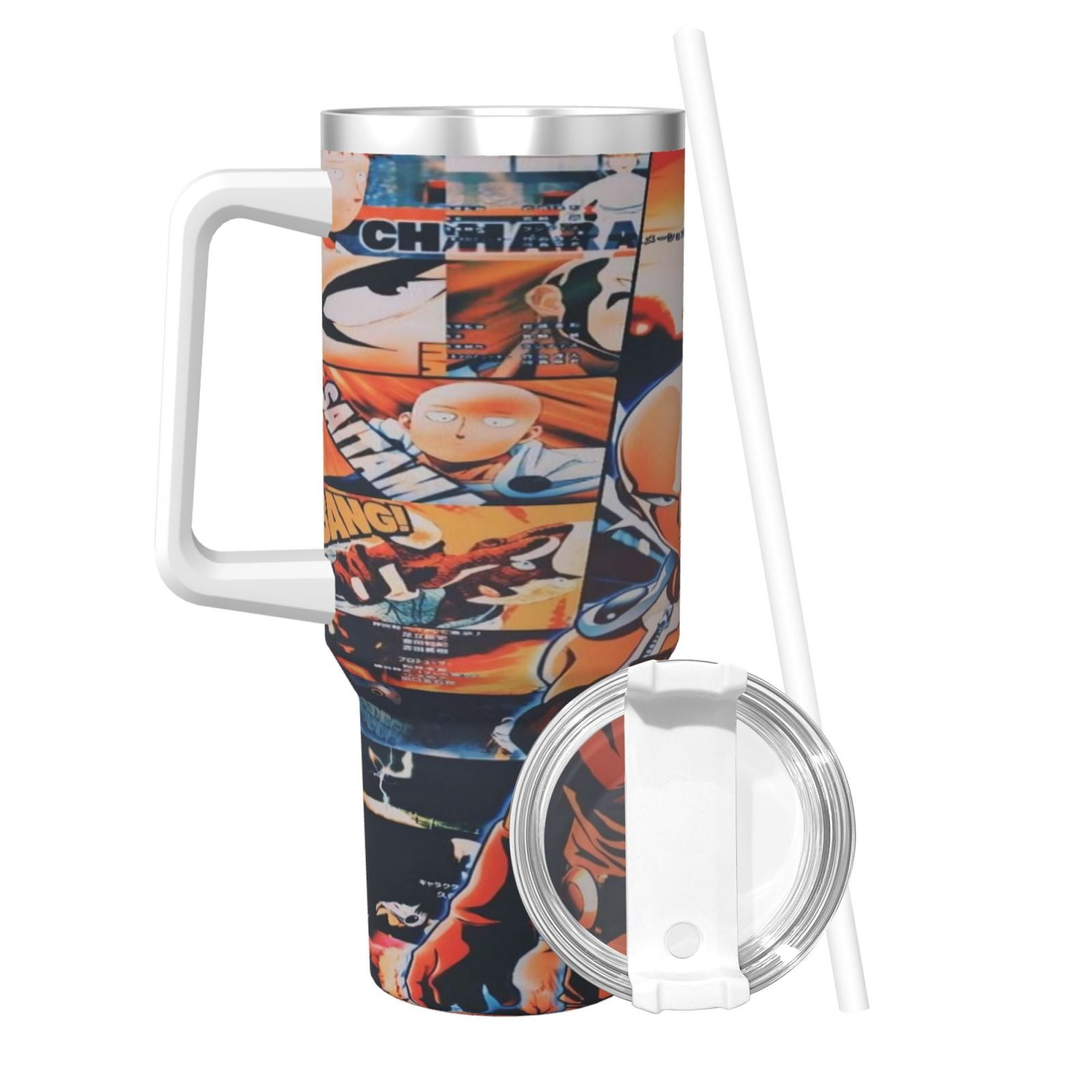 40 OZ One Punch Man Ice Bully Cup with Handle Straw Lid, Double Wall ...