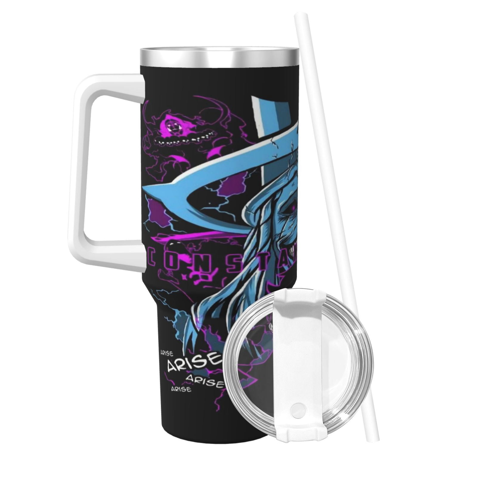 40 OZ Solo Leveling Ice Bully Cup with Handle Straw Lid, Double Wall ...
