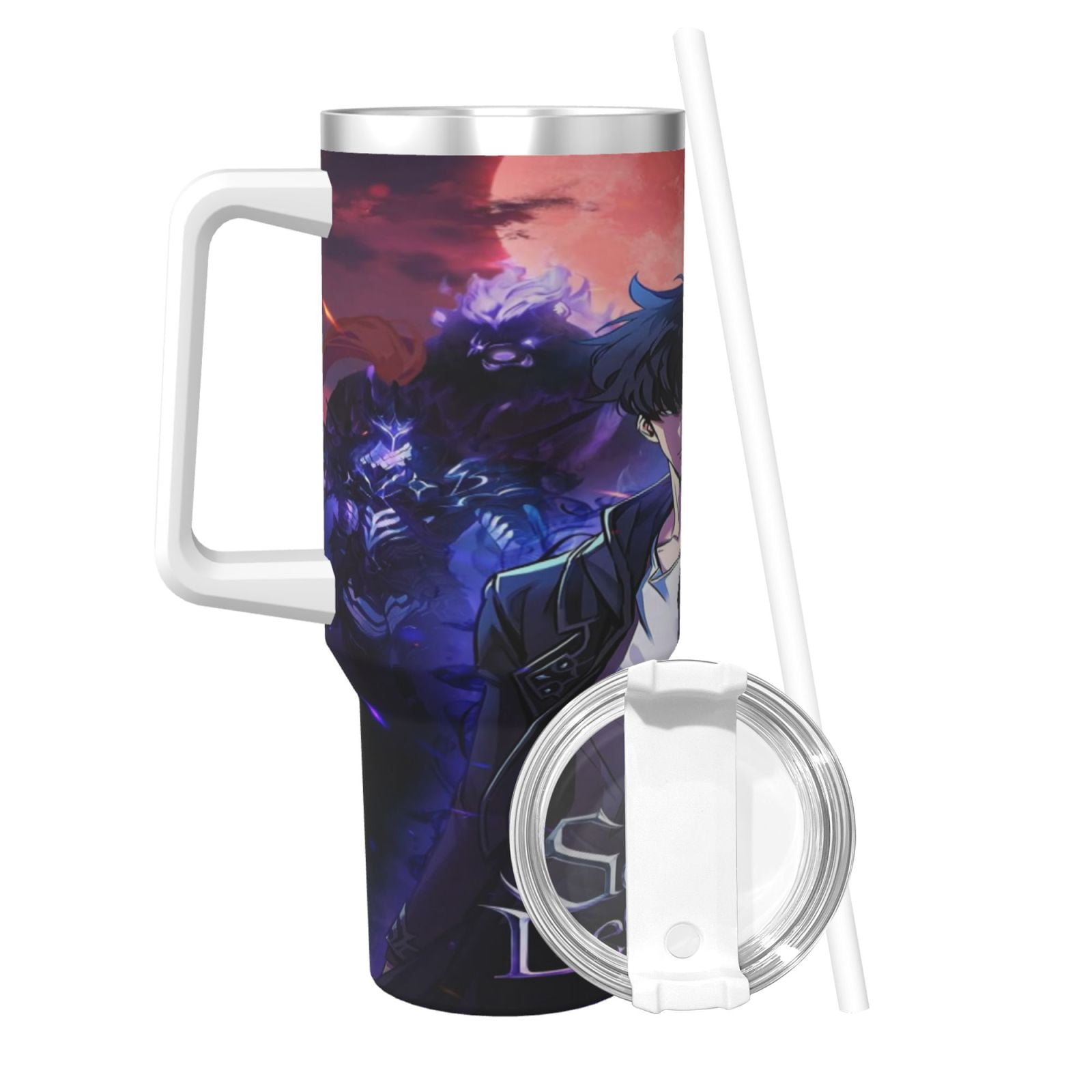 40 OZ Solo Leveling Ice Bully Cup with Handle Straw Lid, Double Wall ...