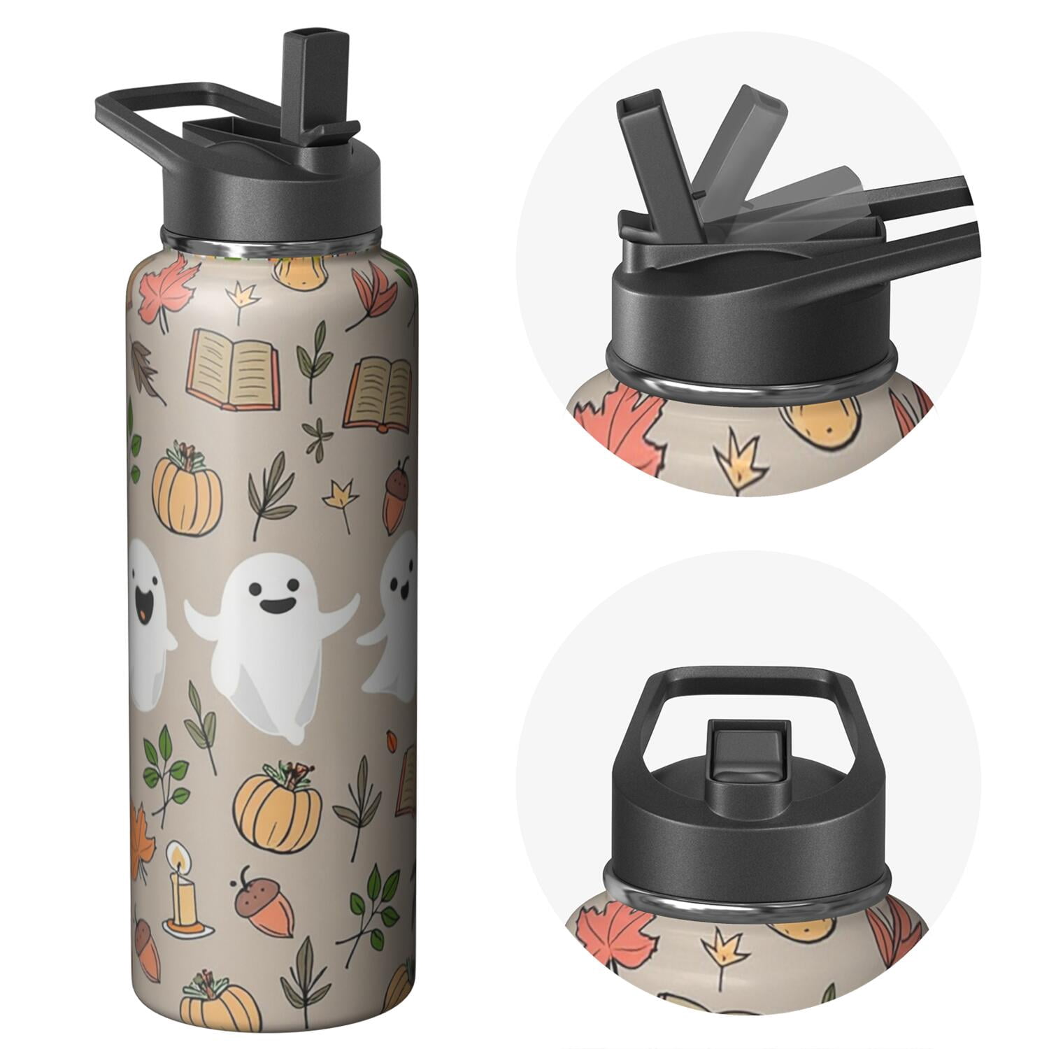 40 OZ Spooky Halloween Water Bottle With Straws Double Walled Vacuum ...