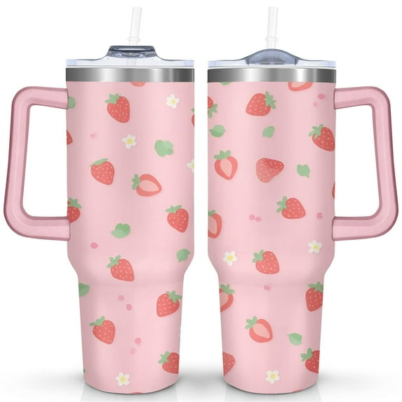 40 OZ Strawberry Travel Mug Gifts for Women Men Birthday Travel Cup ...