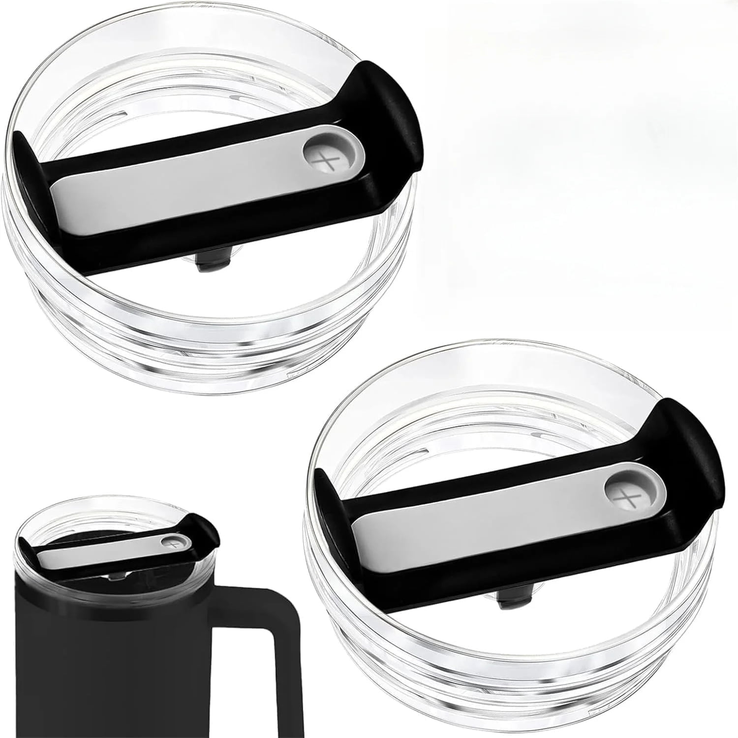 40 OZ Tumbler Lid Replacement Fit for Stanley Cup, 2 Pack Clear ...