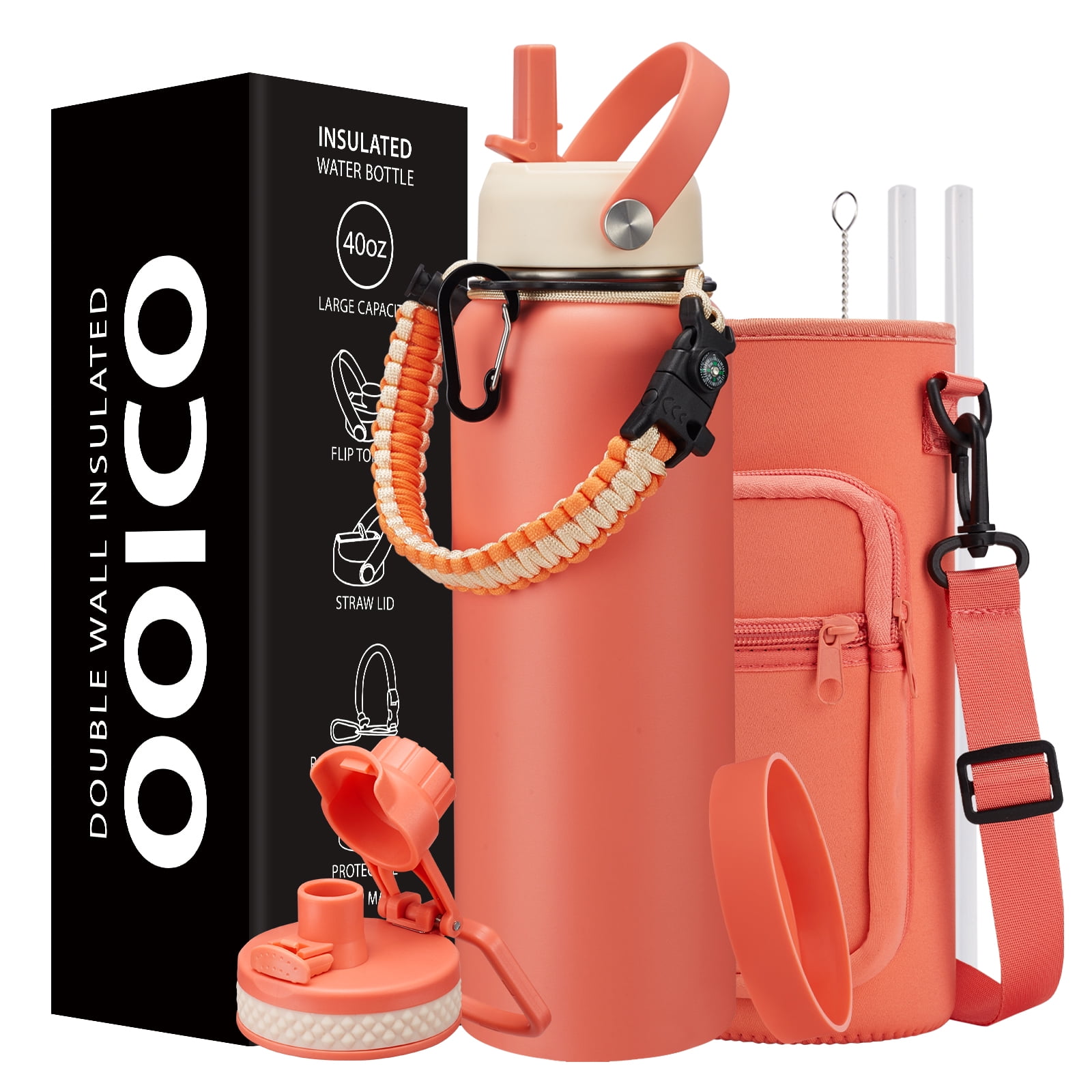 40 OZ Water Bottle Vacuum Insulated, Keep Cold-48H Hot-12H, Stainless ...
