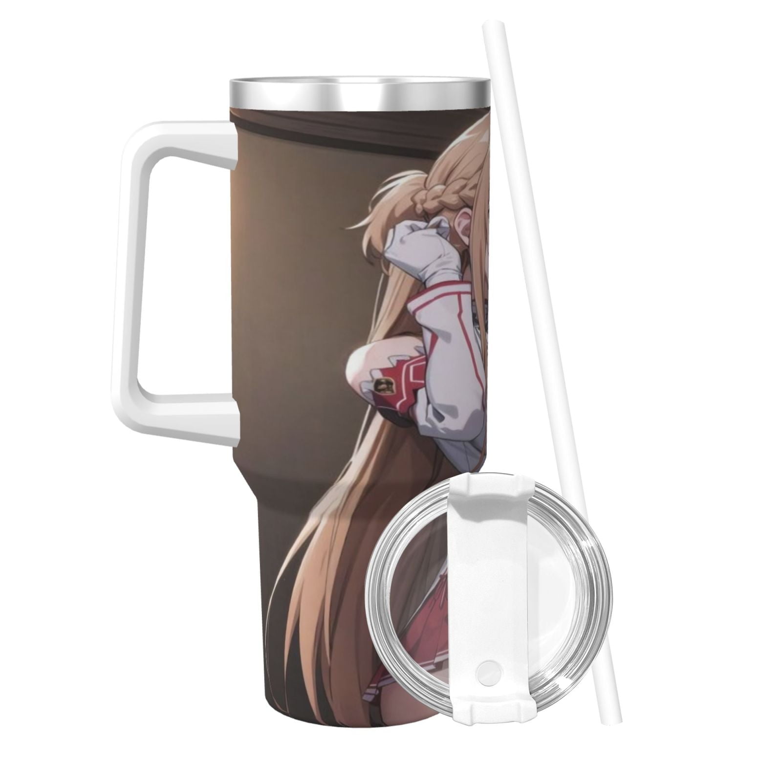 40 OZ Yuuki Asuna Ice Bully Cup with Handle Straw Lid, Double Wall ...