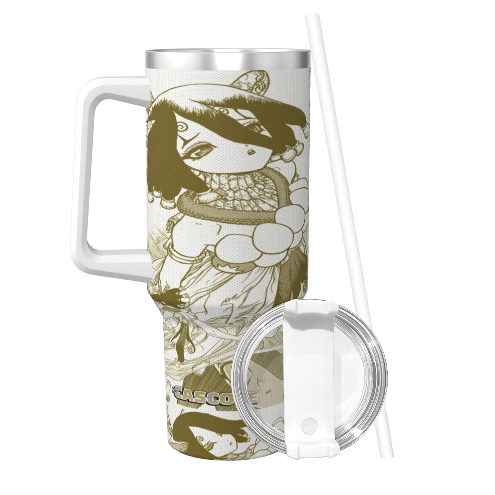 40 OZ dr stone Ice Bully Cup with Handle Straw Lid, Double Wall ...