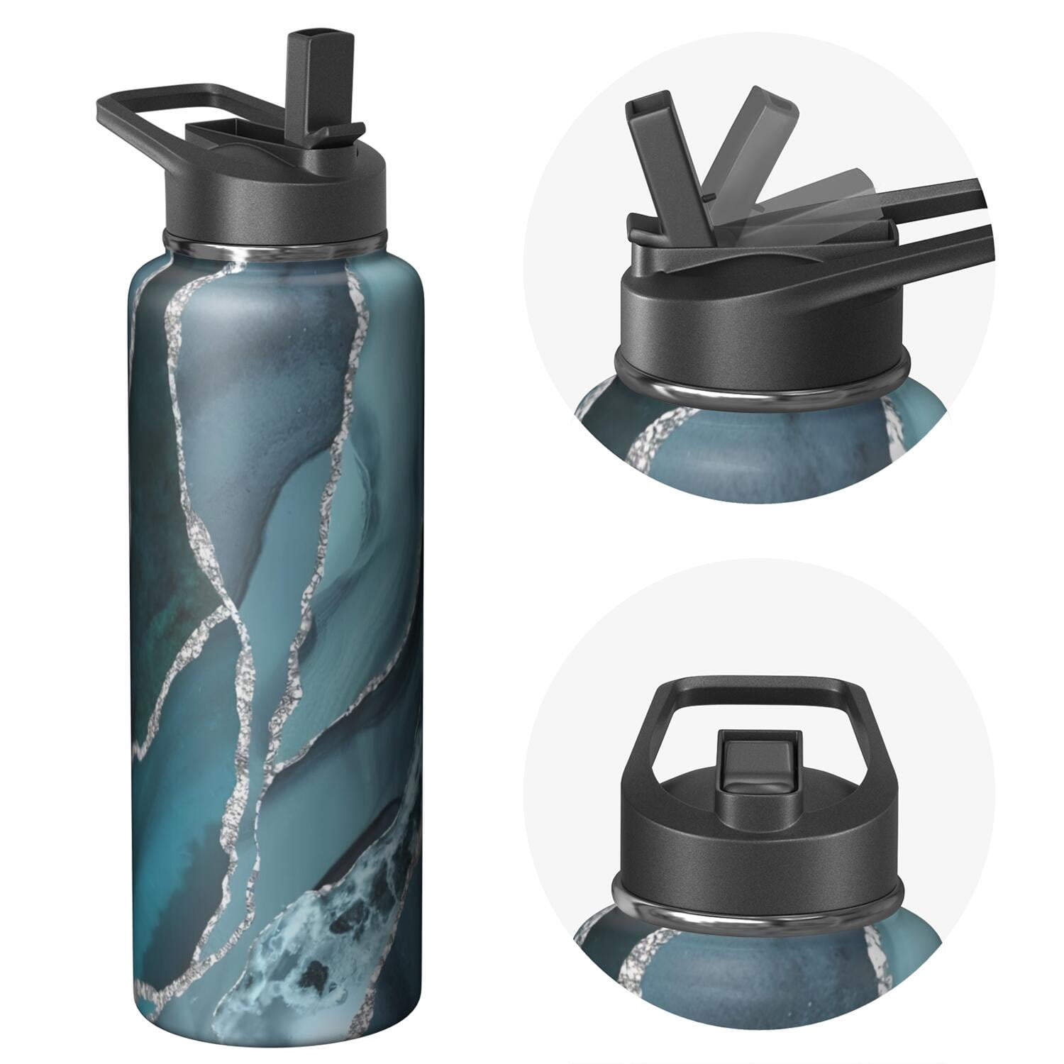 40 Ounce Triple Walled Insulated Stainless Steel Stripes Themed Water ...