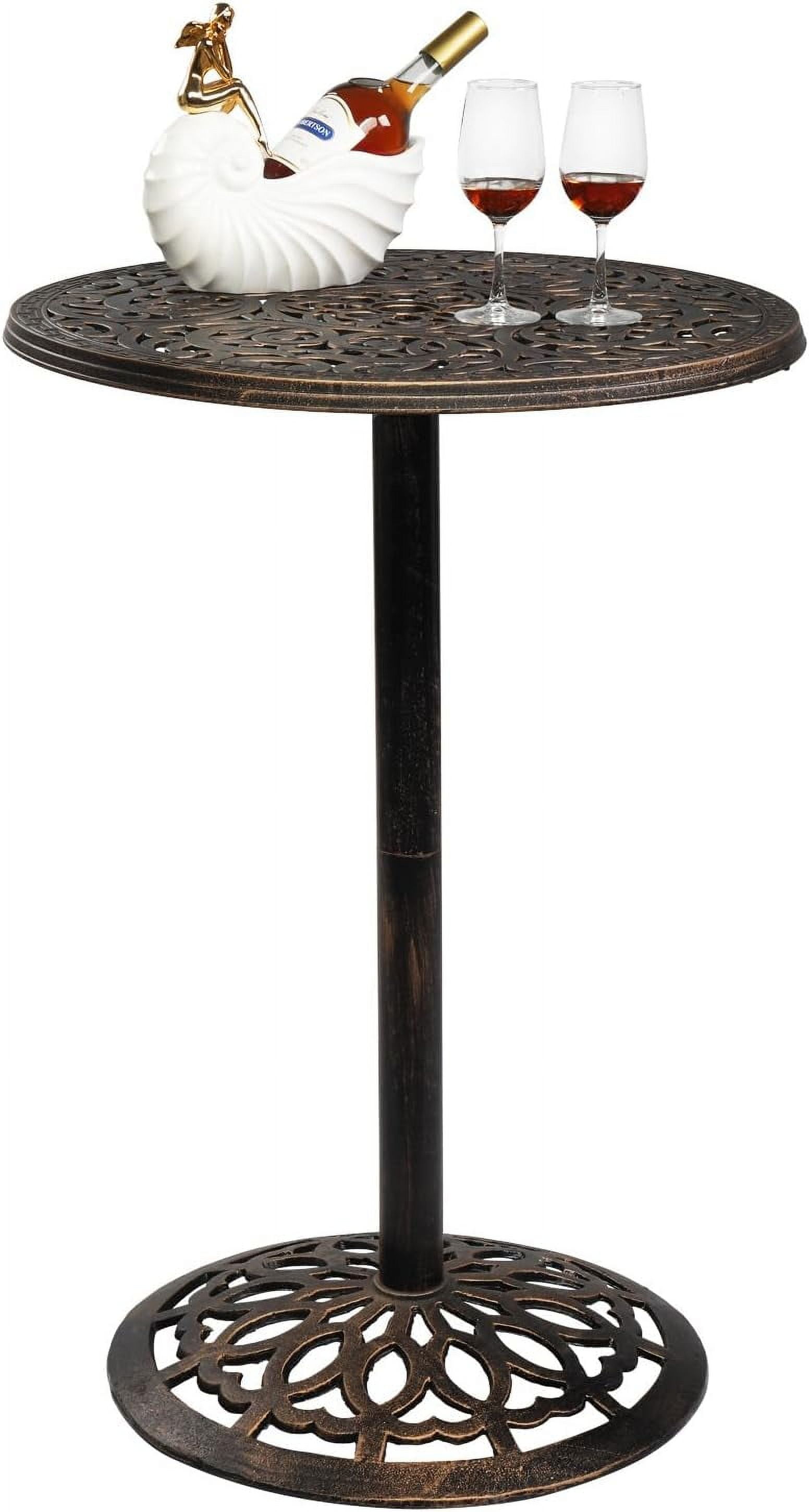 40" Outdoor Bar Table, High Top Table, Cast Aluminum Outdoor Pub Table ...