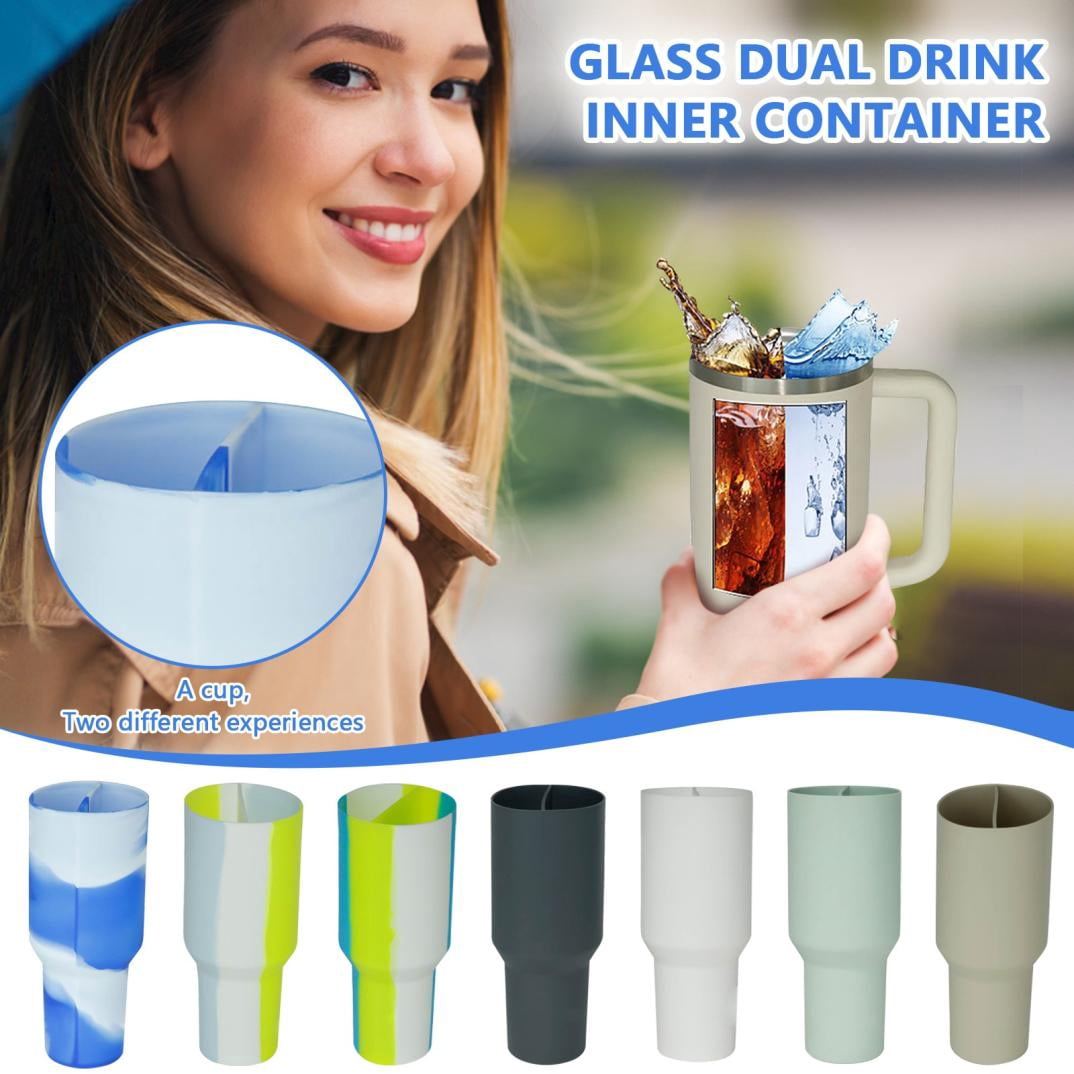 40 Oz, 2-In-1 Food Grade Silicone Dual Drink Cup Liner, Reusable Flavor ...