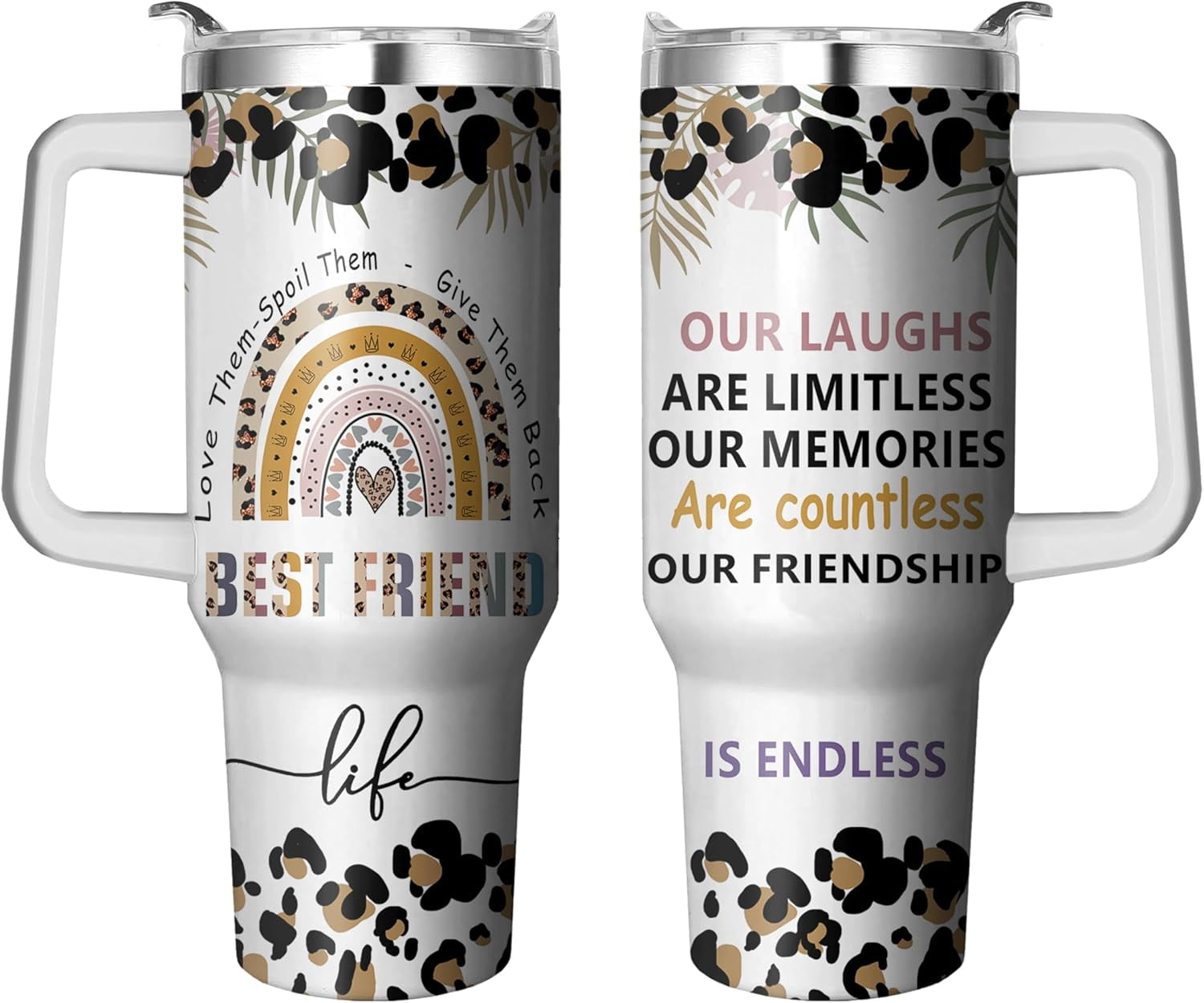 40 Oz Best Friend Tumbler with Handle and Straw, Double Wall Stainless ...