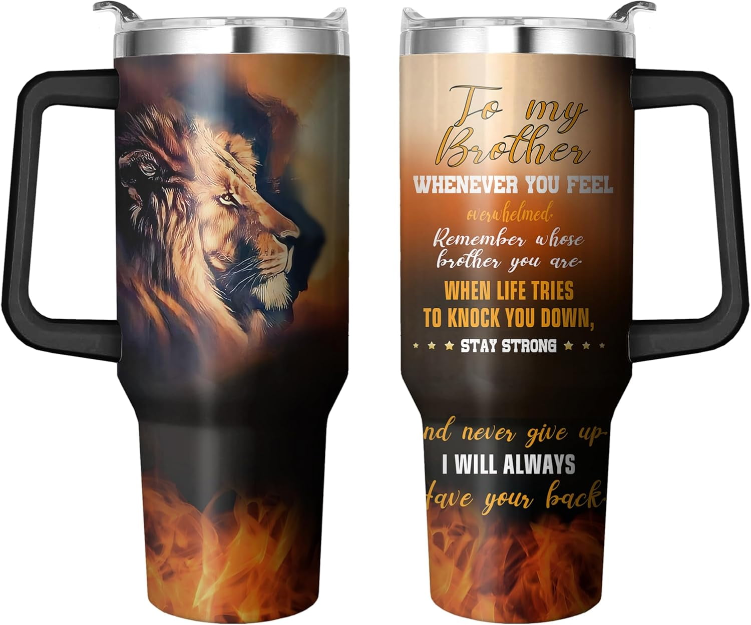 40 Oz Borther Tumbler with Handle and Straw, To My Brother Coffee Cups ...
