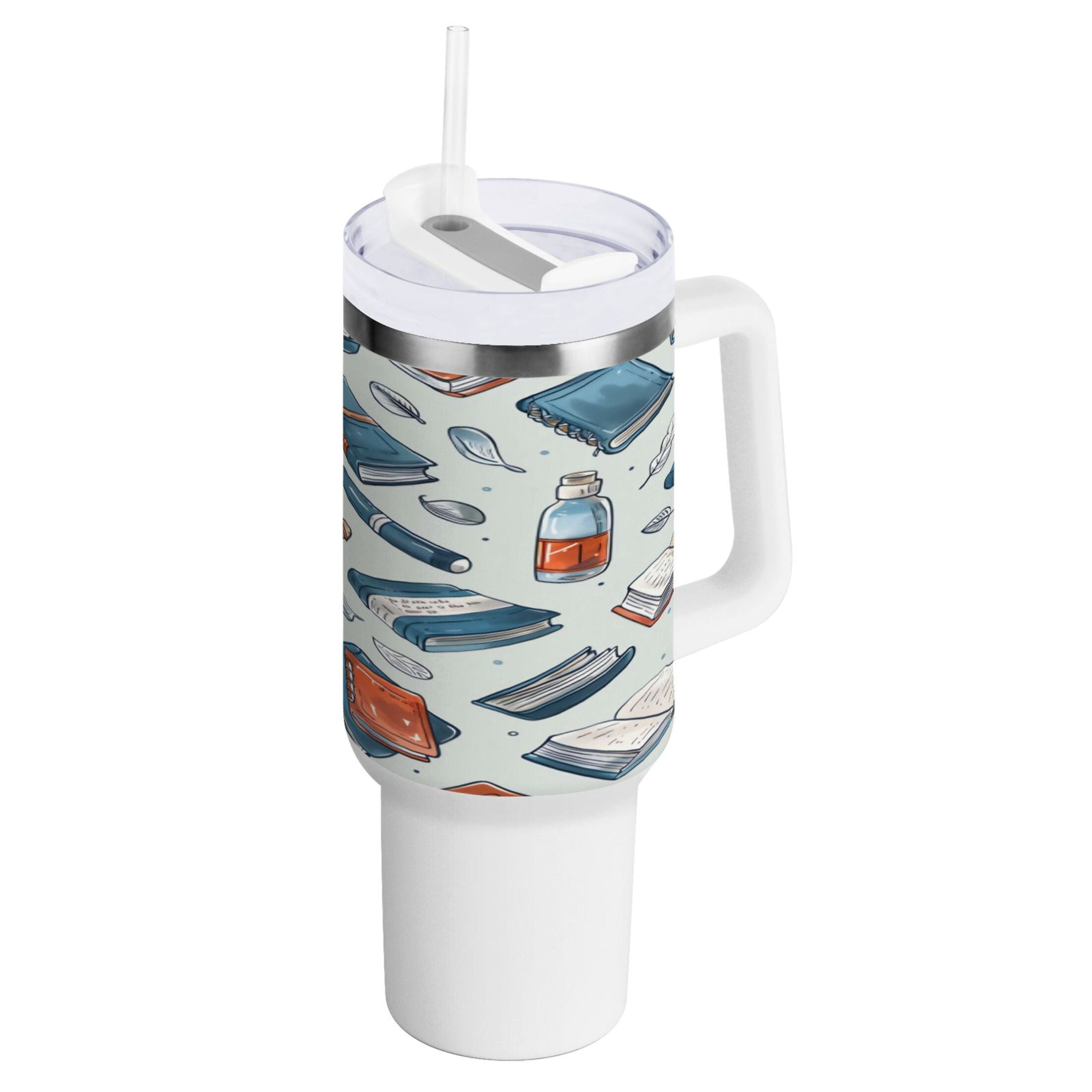 40 Oz Car Handle Water Bottle 10.8x3.85 Inch Handle And Straw Travel ...