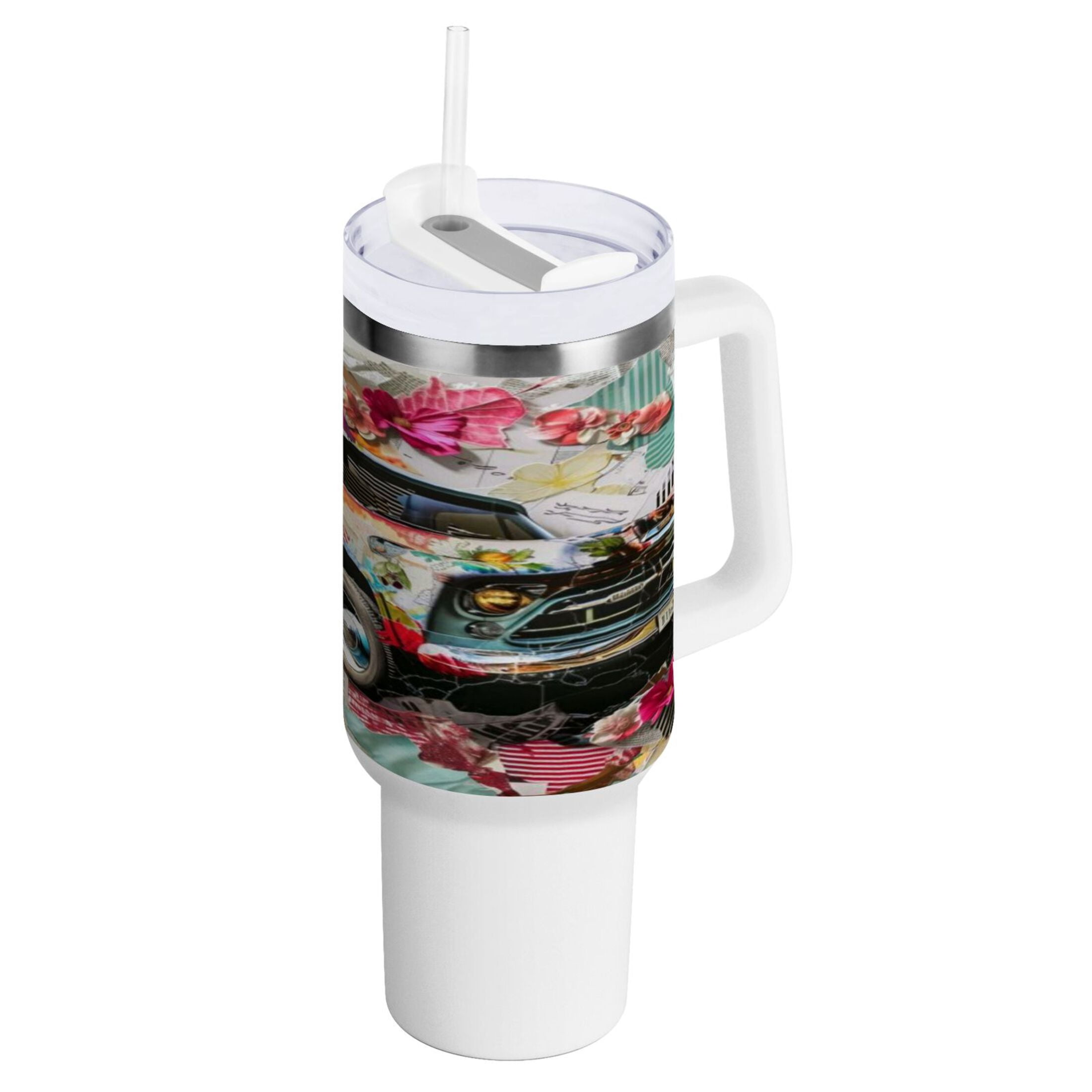 40 Oz Car Handle Water Bottle 10.8x3.85 Inch Handle And Straw Travel ...