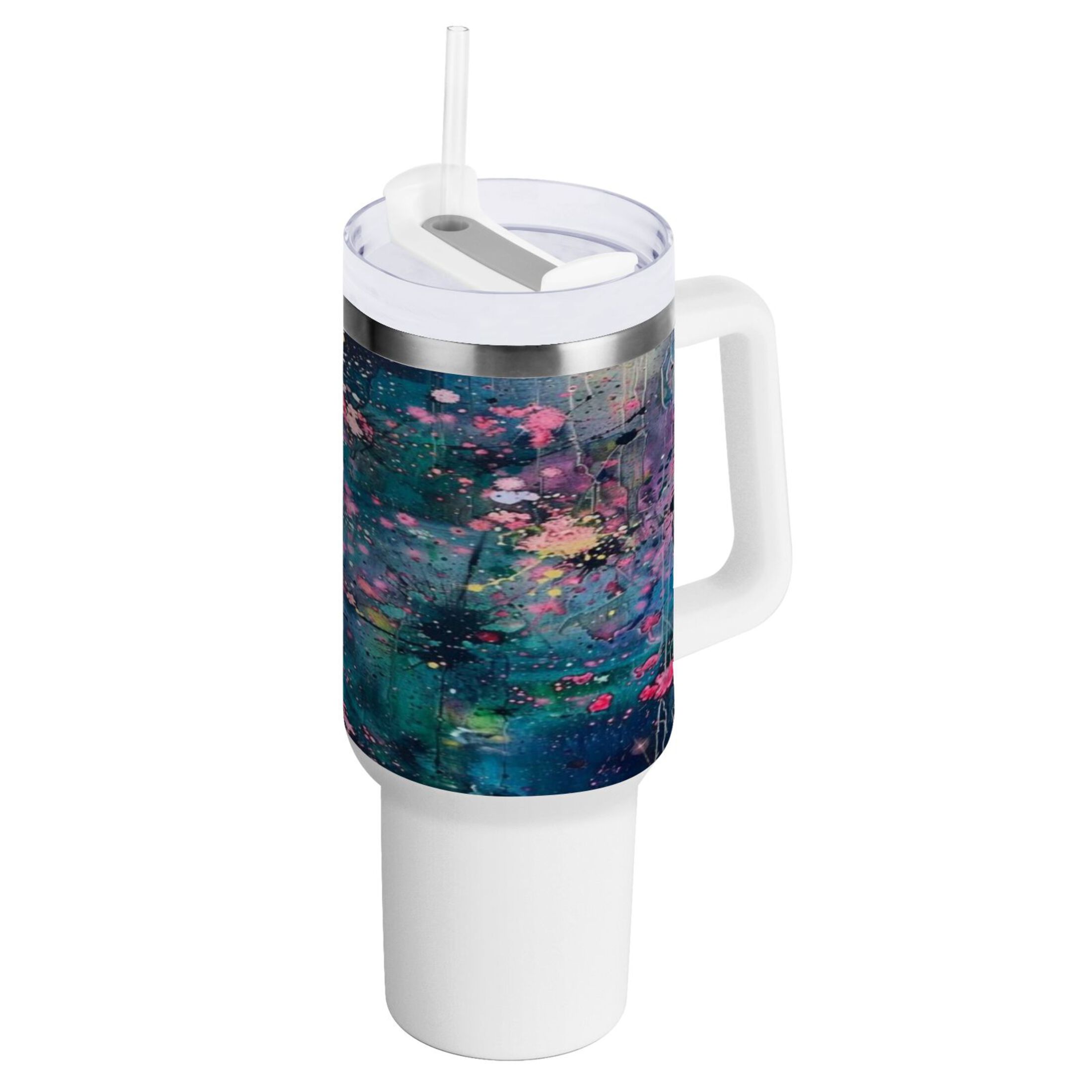 40 Oz Car Handle Water Bottle 10.8x3.85 Inch Handle And Straw Travel ...