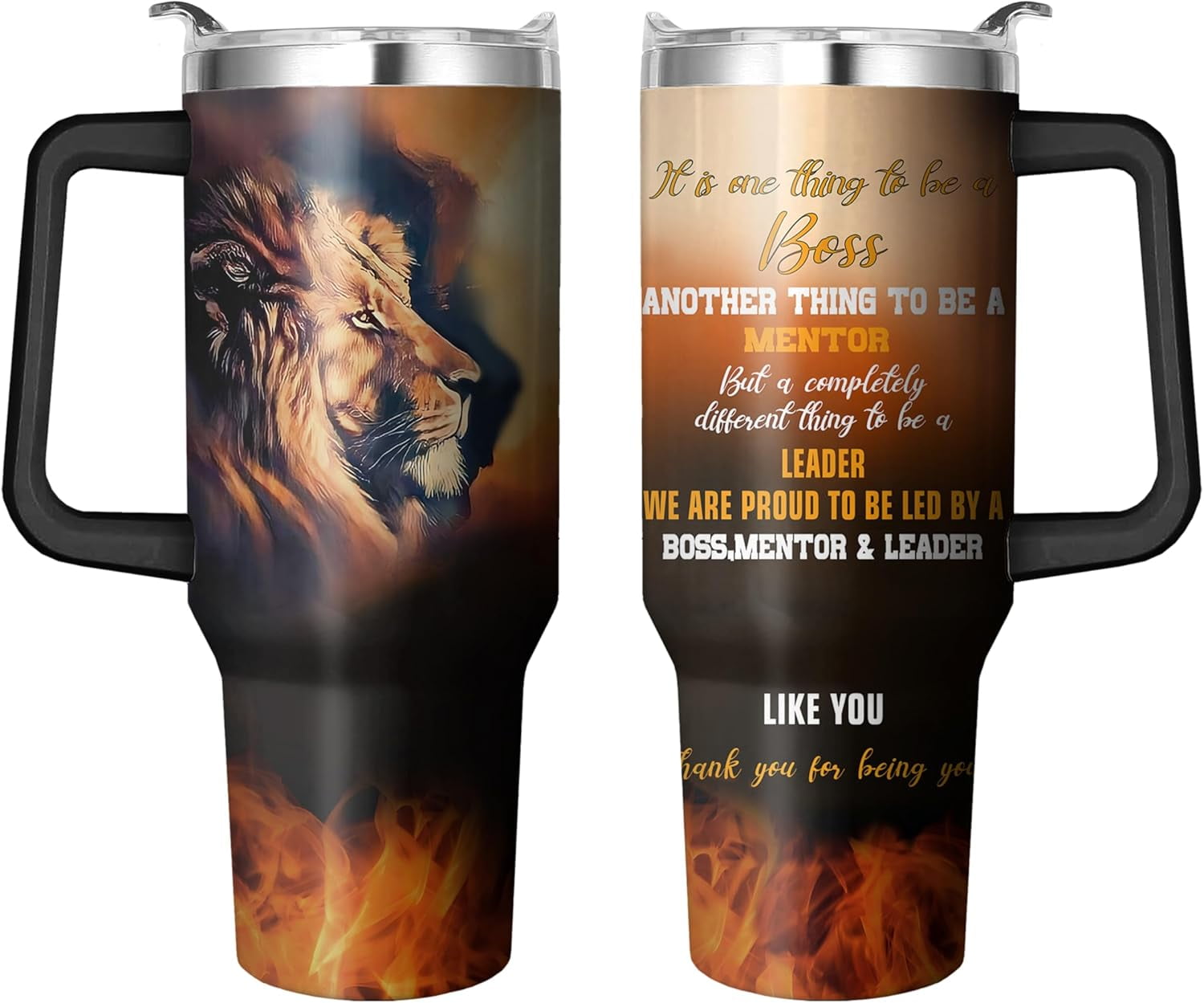 40 Oz Double Wall Boss Tumbler with Handle and Straw, Insulated Boss ...