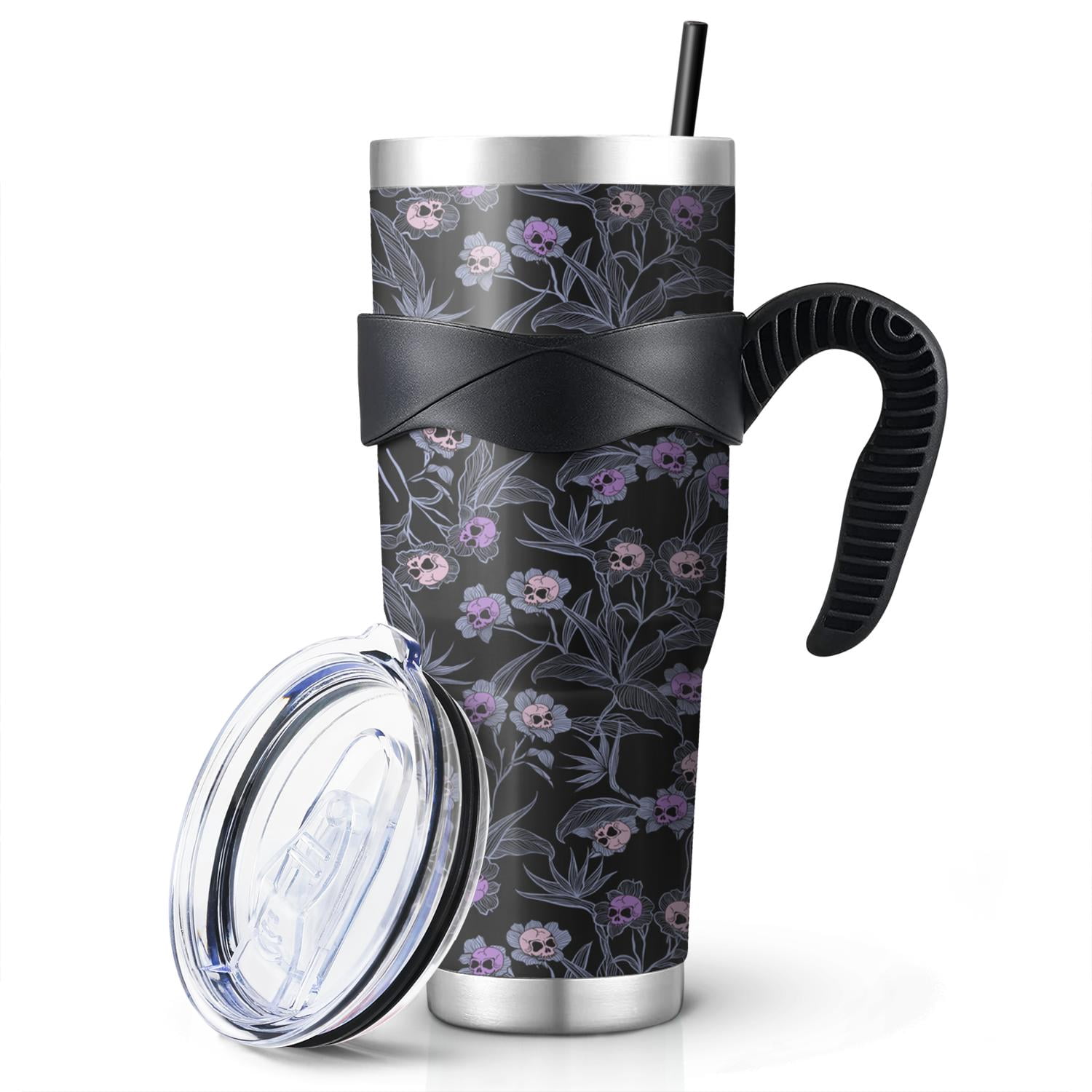 40 Oz Gothic Tumbler with Handle and Straw, Large Big Stainless Steel ...