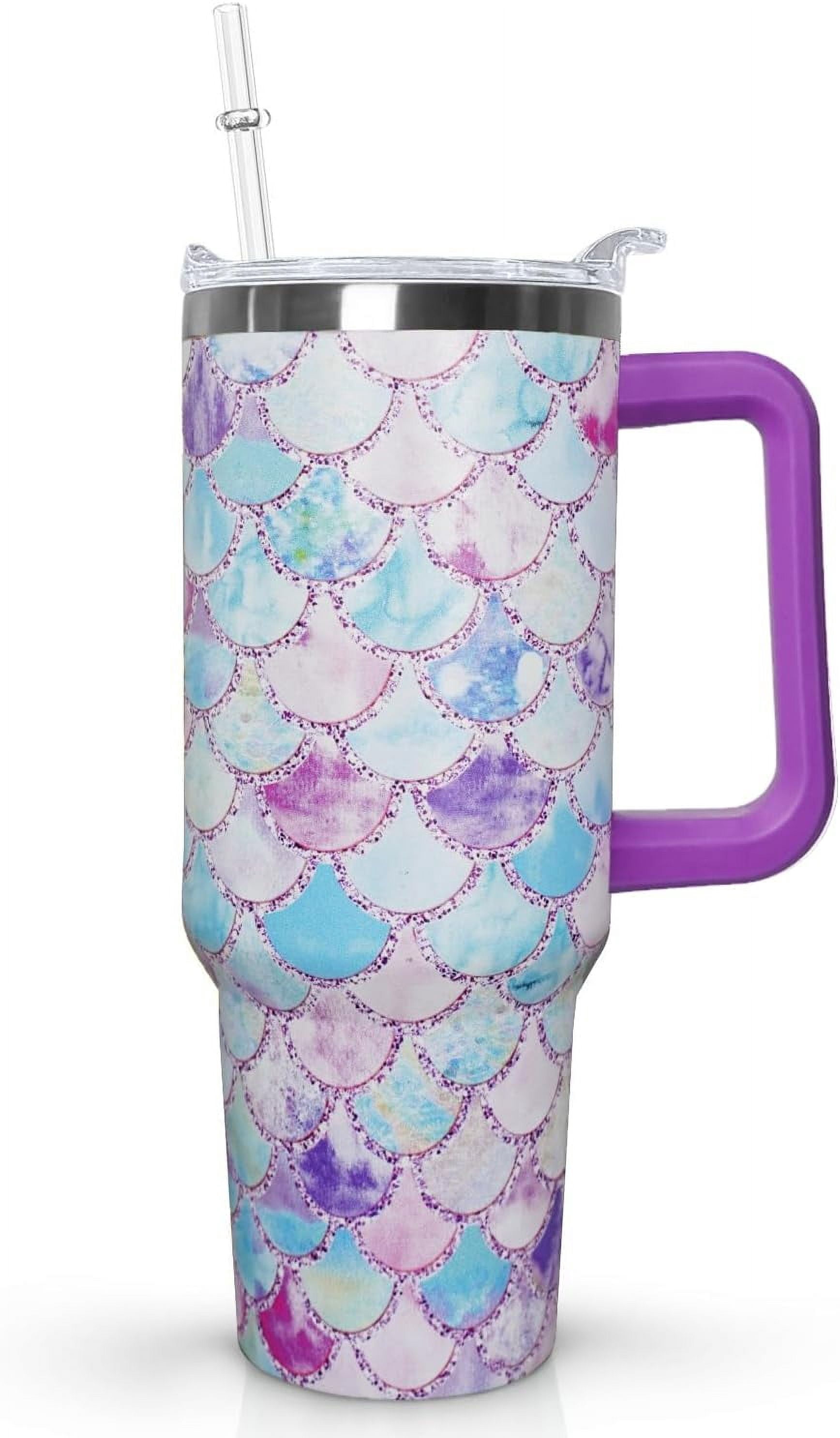40 Oz Mermaid Double Wall Vacuum Stainless Steel Tumbler with Handle ...