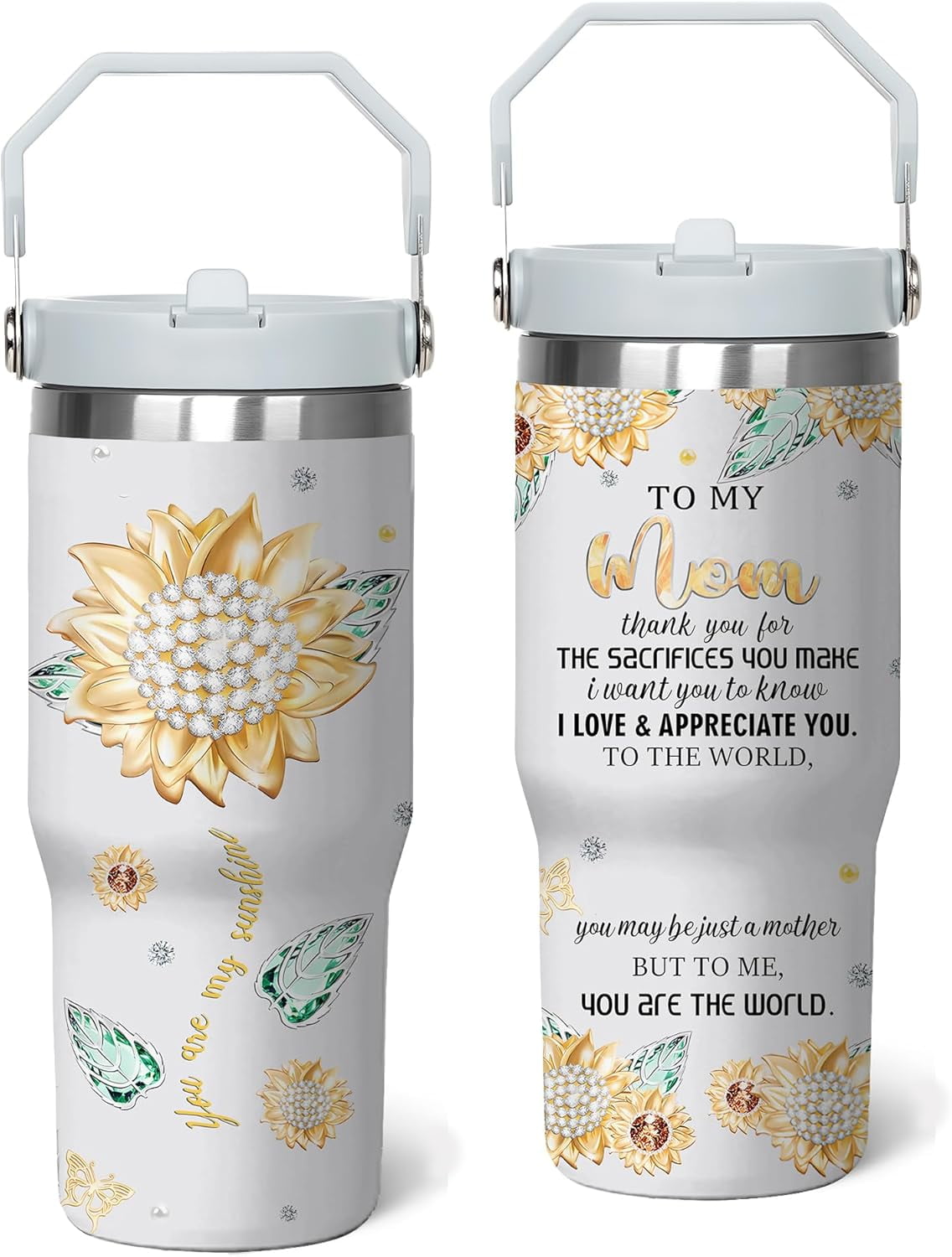 40 Oz Mom Tumbler with Handle and Straw, To My Mom Coffee Cups Mothers ...