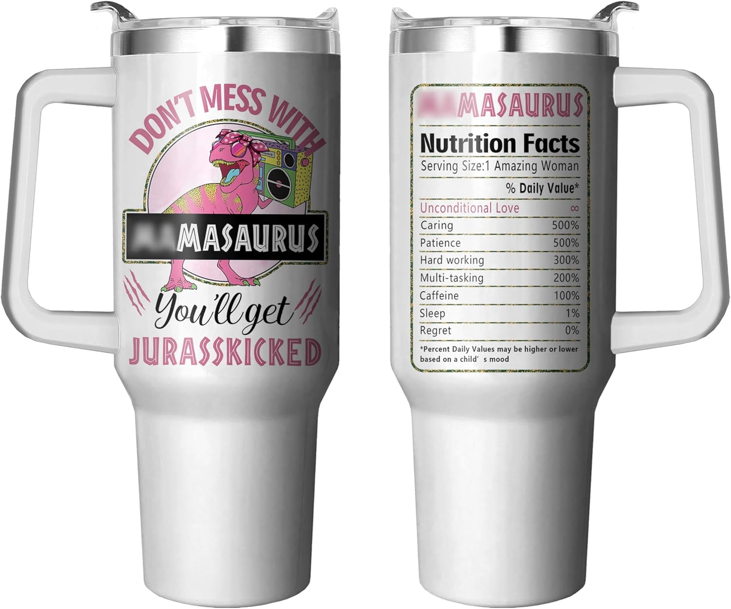 40 Oz Momasaurus Tumbler with Handle and Straw, Double Wall Stainless ...
