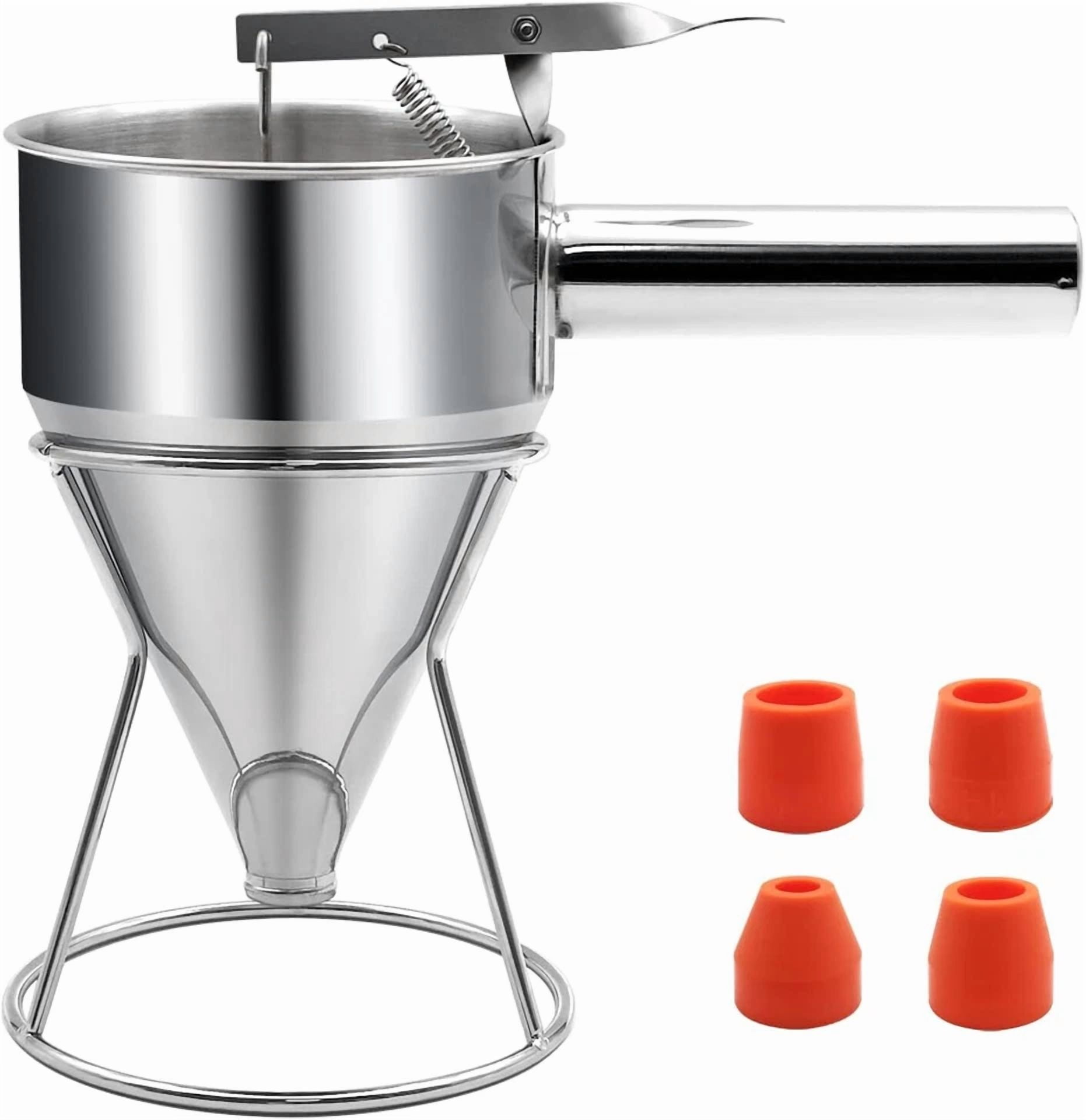 40 Oz Pancake Batter Dispenser, 4-Caliber Stainless Steel Funnel Cake ...