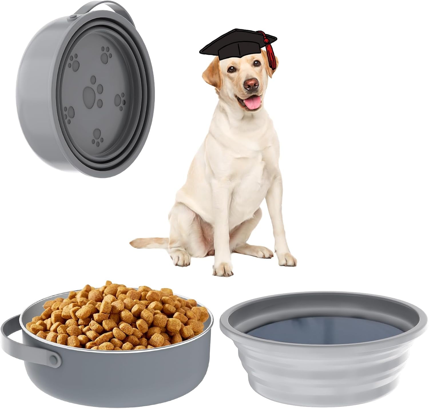 40 Oz Travel Dog Bowls with Lid, Collapsible Water Bowl BPA-Free ...