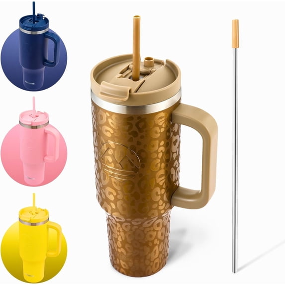 40 Oz Tumbler with Handle and Straw Insulated Cup that Fits in Cup ...