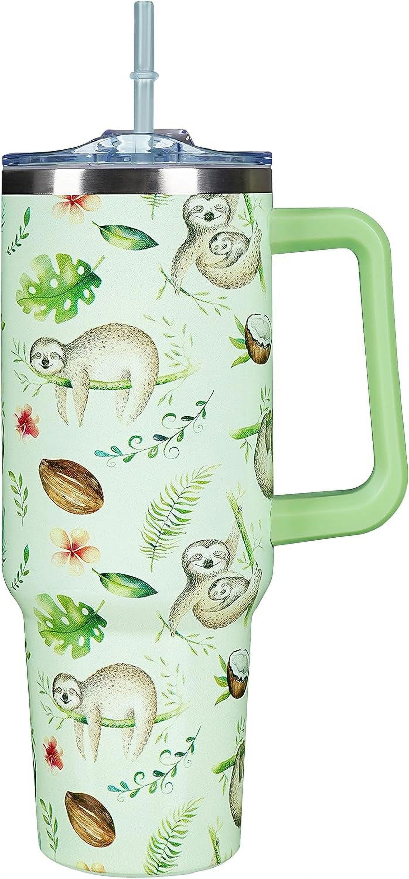 40 Oz Tumbler With Handle 40oz Cute Sloth Tumbler With Lid Straw Double ...