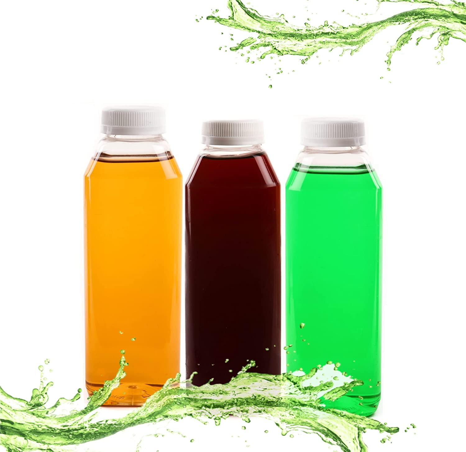 40 Pack 10oz Clear Plastic Juice Bottles with Caps - Reusable, BPA Free ...