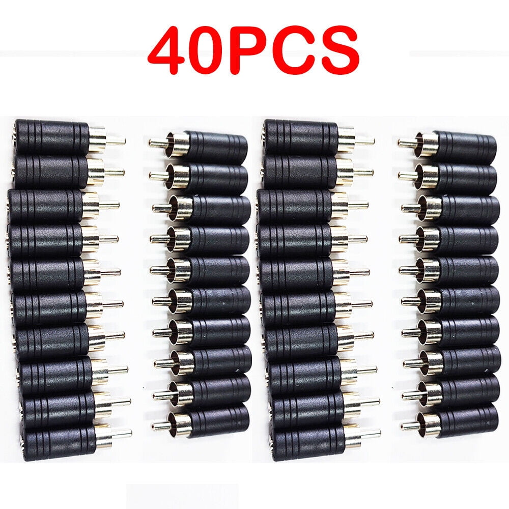 40-PACK 3.5mm Mono Female Jack to RCA Male Plug Audio Adapter Cable ...