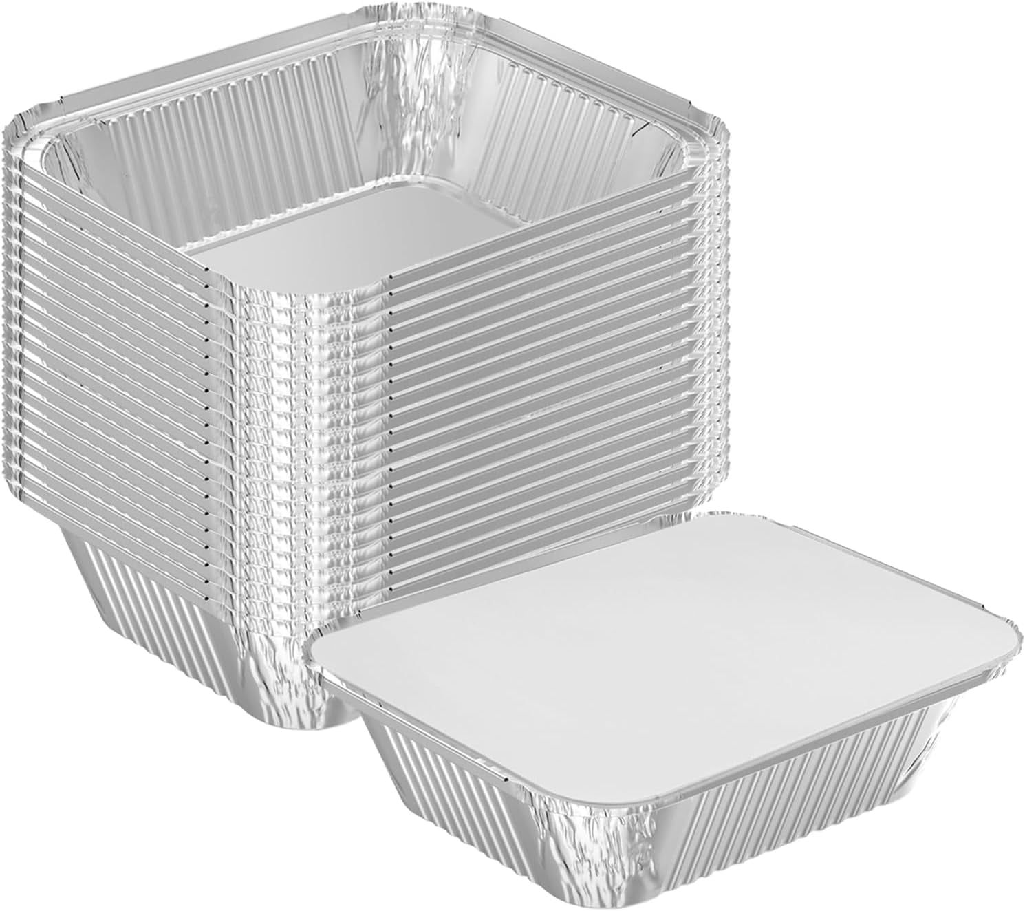 40 PACK 9.8"x7.2" Disposable Tin Foil Pans with Lids 4 LB Aluminum Pans ...