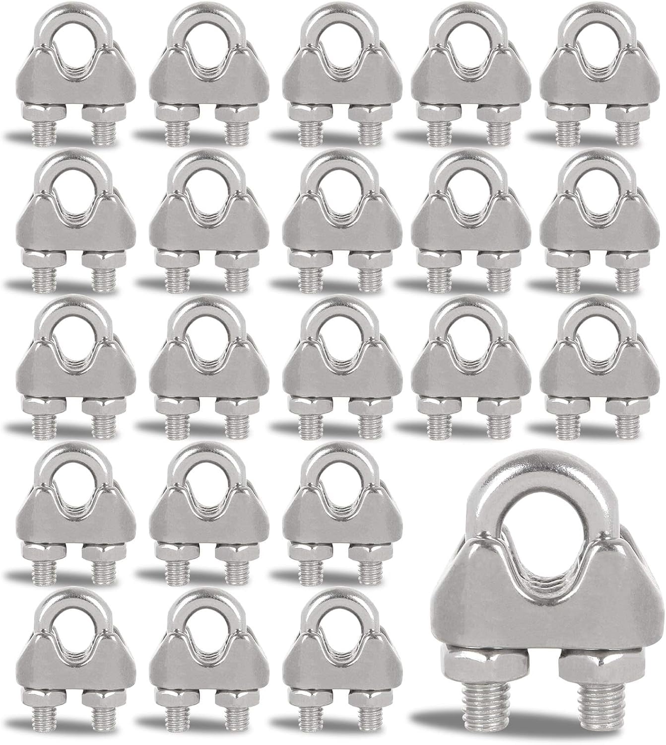 40 PCS 1/4" Stainless Steel Wire Rope Cable Clip Clamp M6 Wire Rope ...