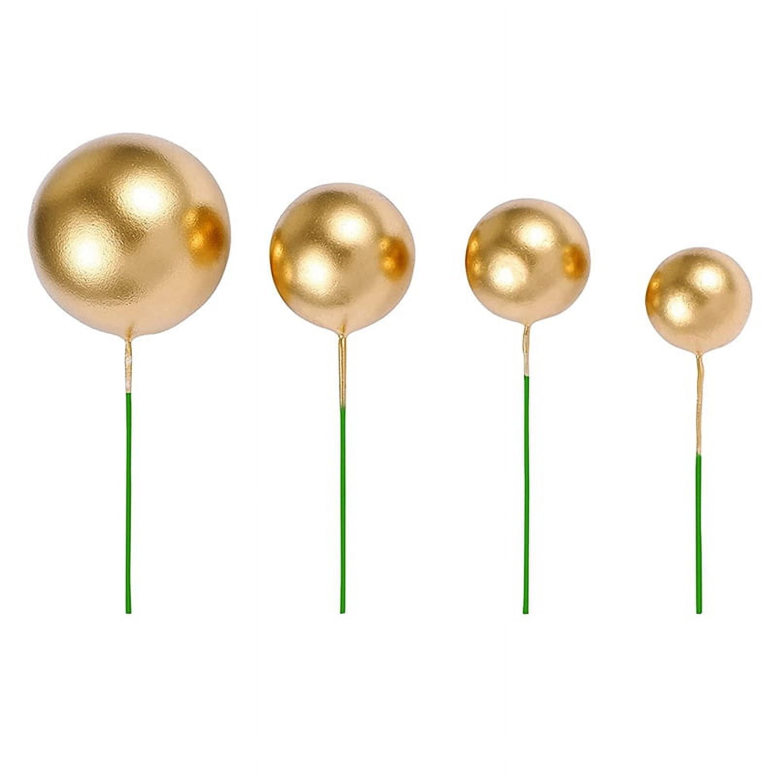 40 PCS Cake Toppers Mini Gold Ball Cupcake Decorations for Birthday ...