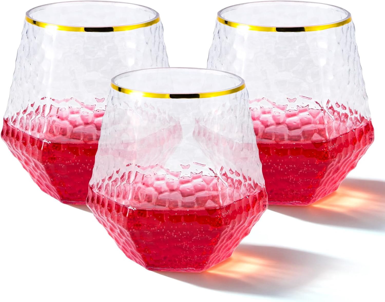 40 PCS Diamond Stemless Plastic Wine Glasses, 12 Oz Disposable Fancy ...