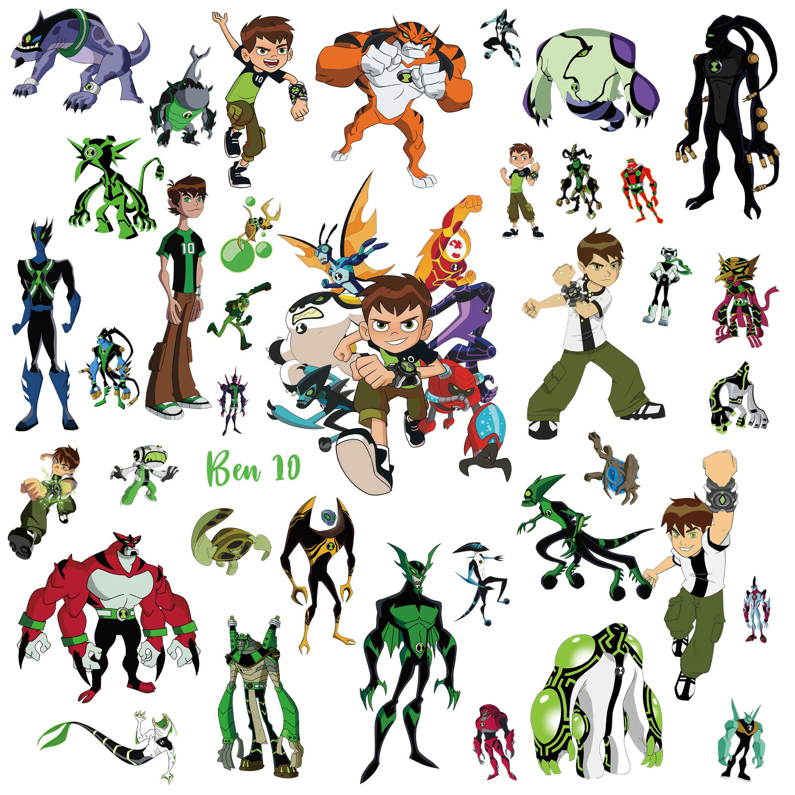 40 PCS For Ben 10 Theme Wall Stickers,Removable PVC Decals 4 Sheets ...