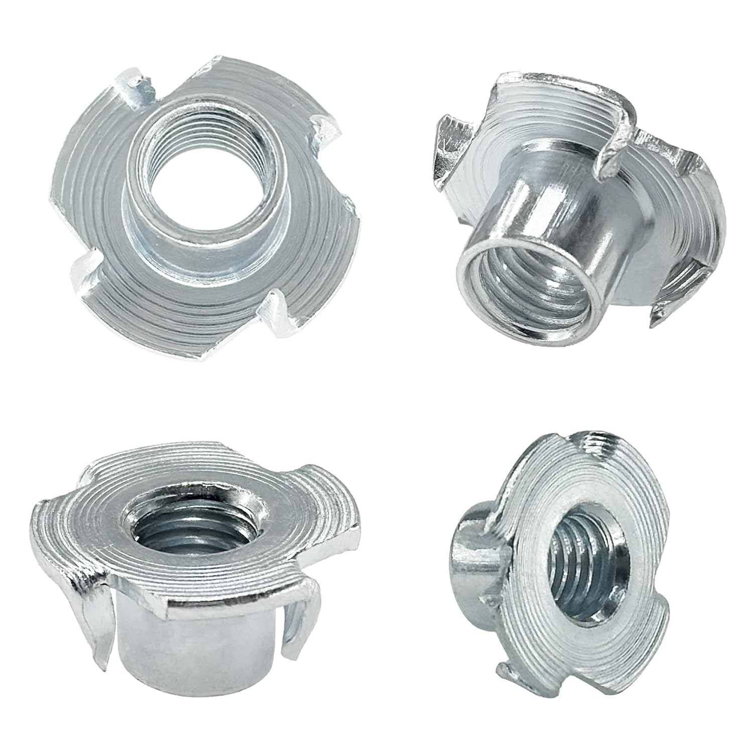 40 PCS Four Pronged T-Nuts, Galvanized Furniture Nuts for Woodworking ...