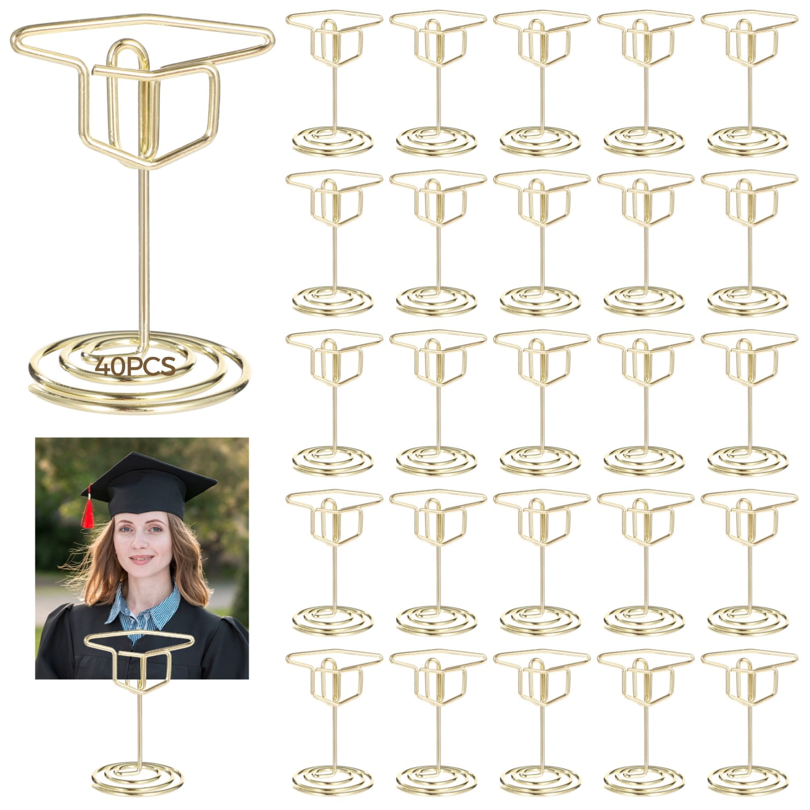 40 PCS Grad Cap Picture Display Holders, Golden Metal Photo Clip ...