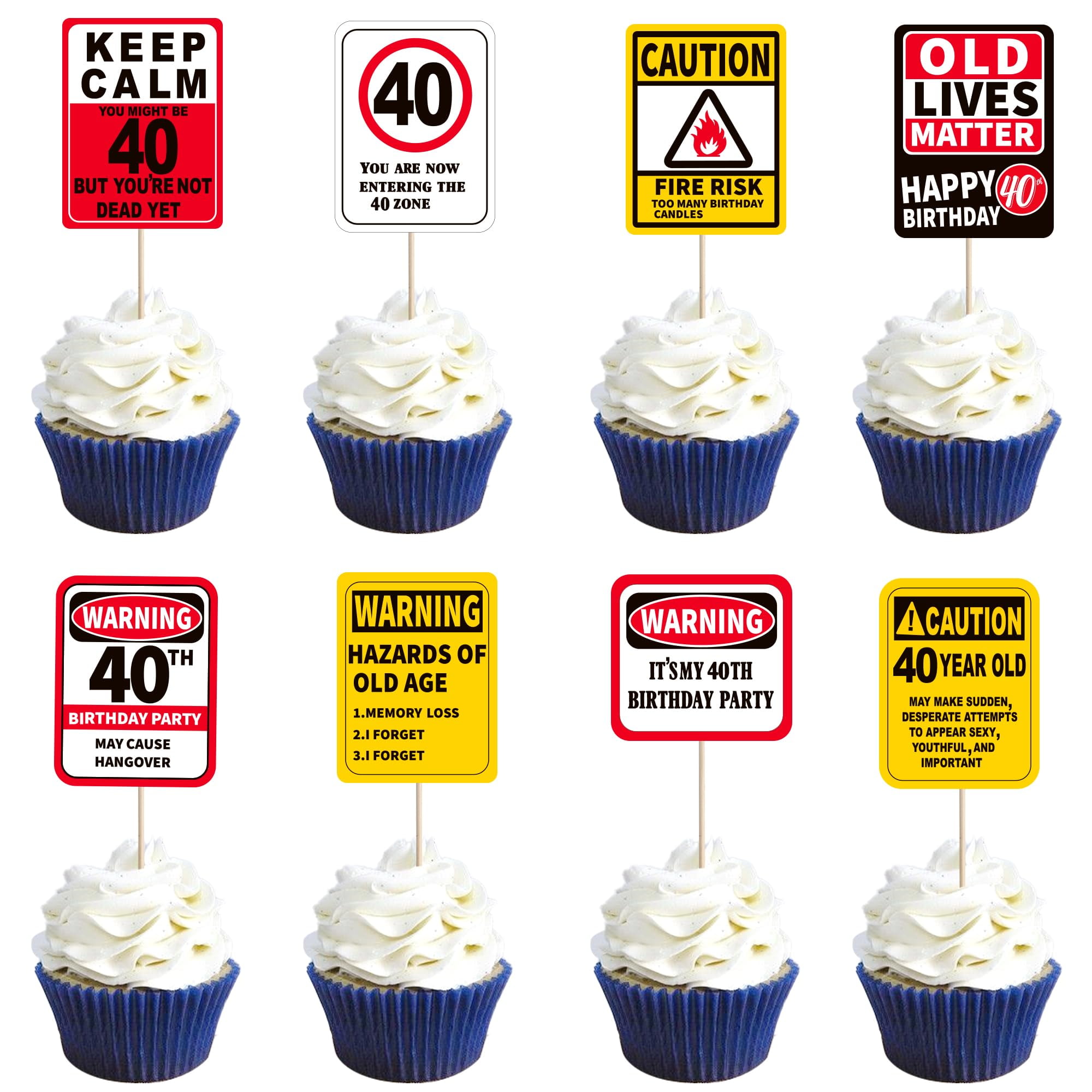 40 PCS Happy 40th Birthday Cupcake RST1 Toppers Cheers to 40 Years Bruh ...