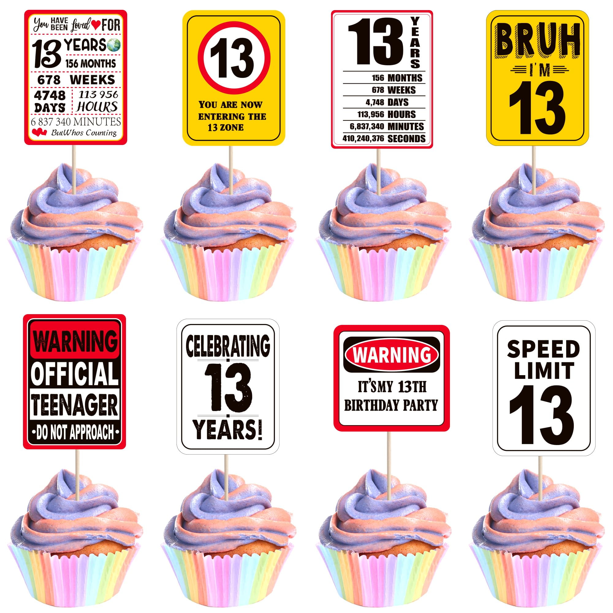 40 PCS Happy FEV6 13th Birthday Cupcake Toppers Cheers to 13 Years Bruh ...