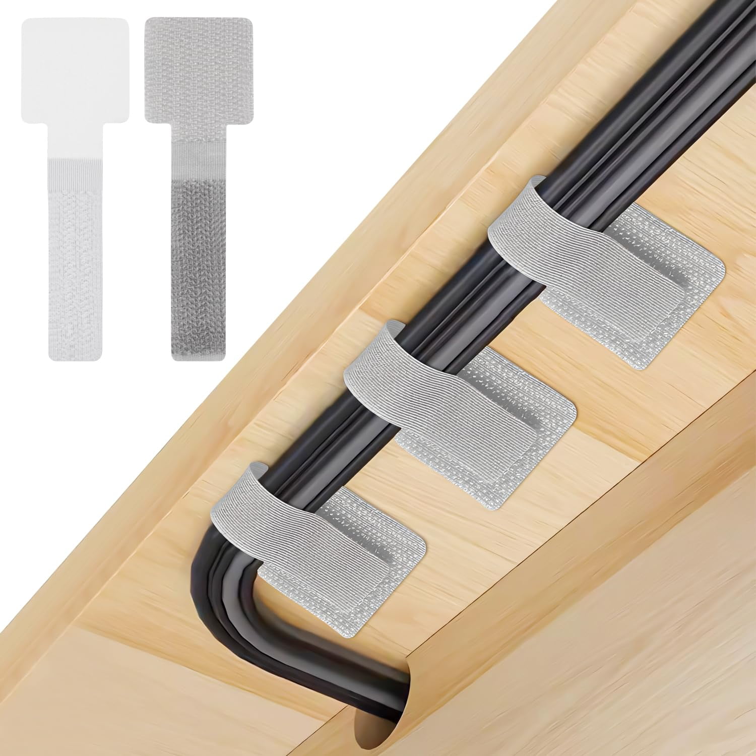 40 PCS Hook and Loop Cable Ties, Self-Adhesive Hook and Loop Cable ...