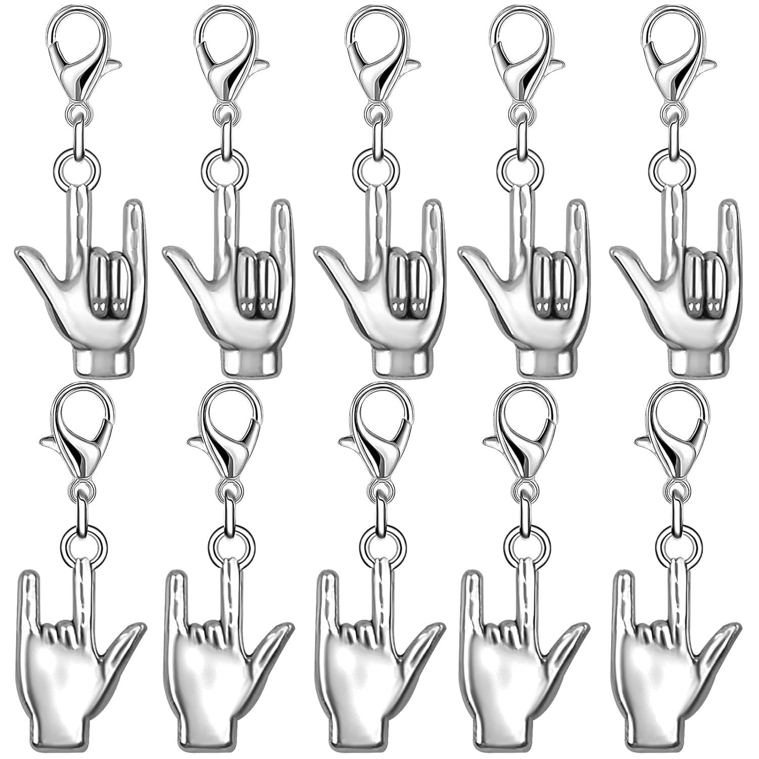 40 PCS I Love You Sign Clip On Charms Hand Gesture Pendants with ...