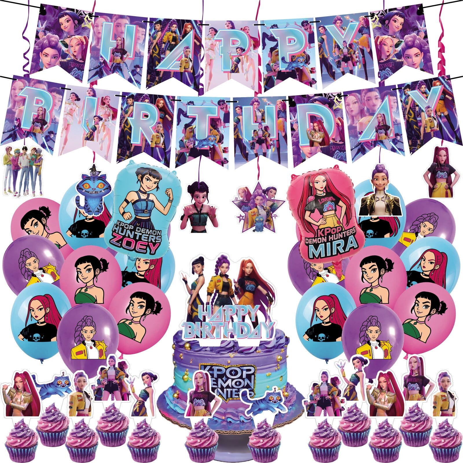 40 PCS For K-pop Movie Theme Birthday Party Decorations,With 1 Happy ...