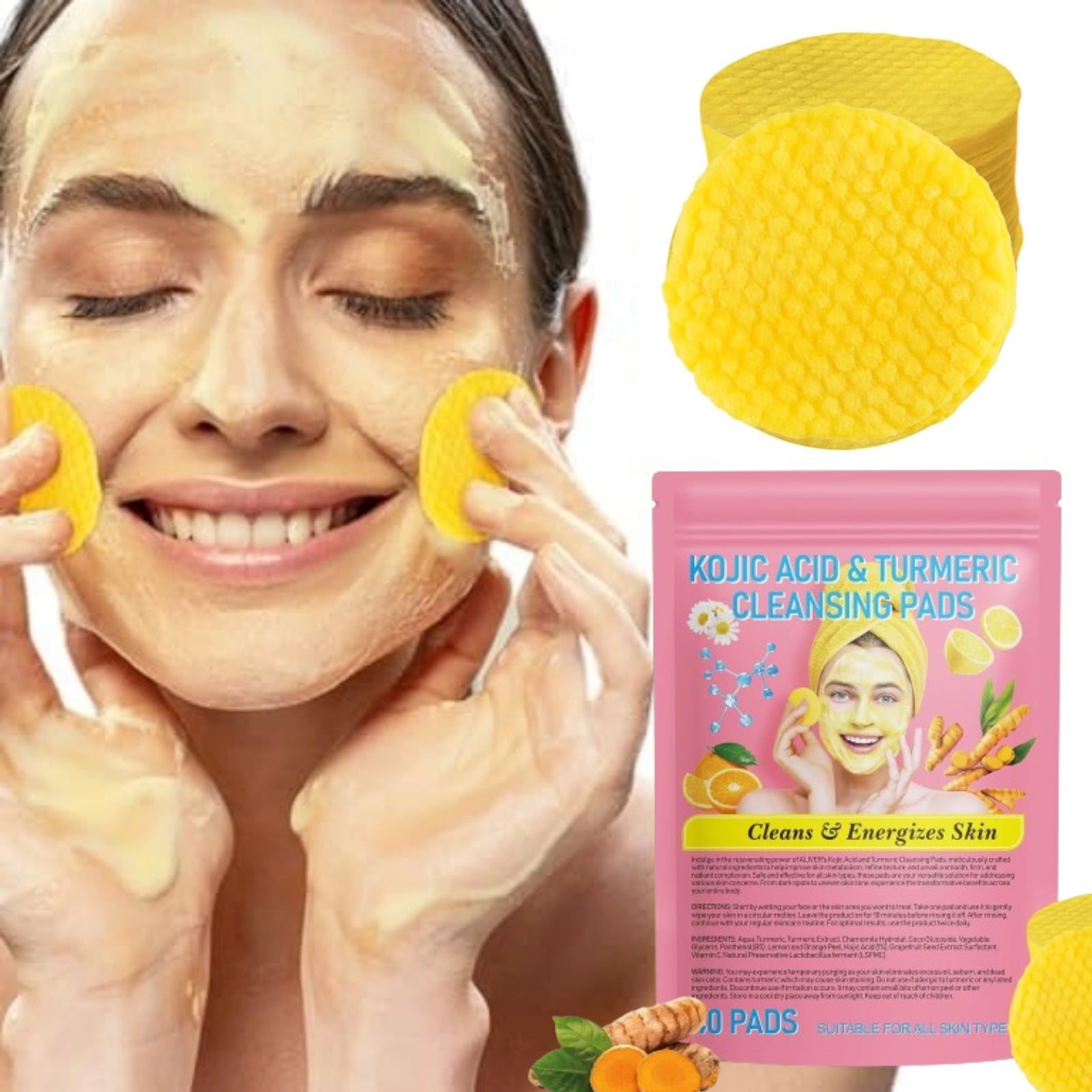 40 PCS Kojic Acid Turmeric Cleansing Pads for Cleansing and Exfoliating ... 40 PCS Kojic Acid Turmeric Cleansing Pads for Cleansing and Exfoliating ...
