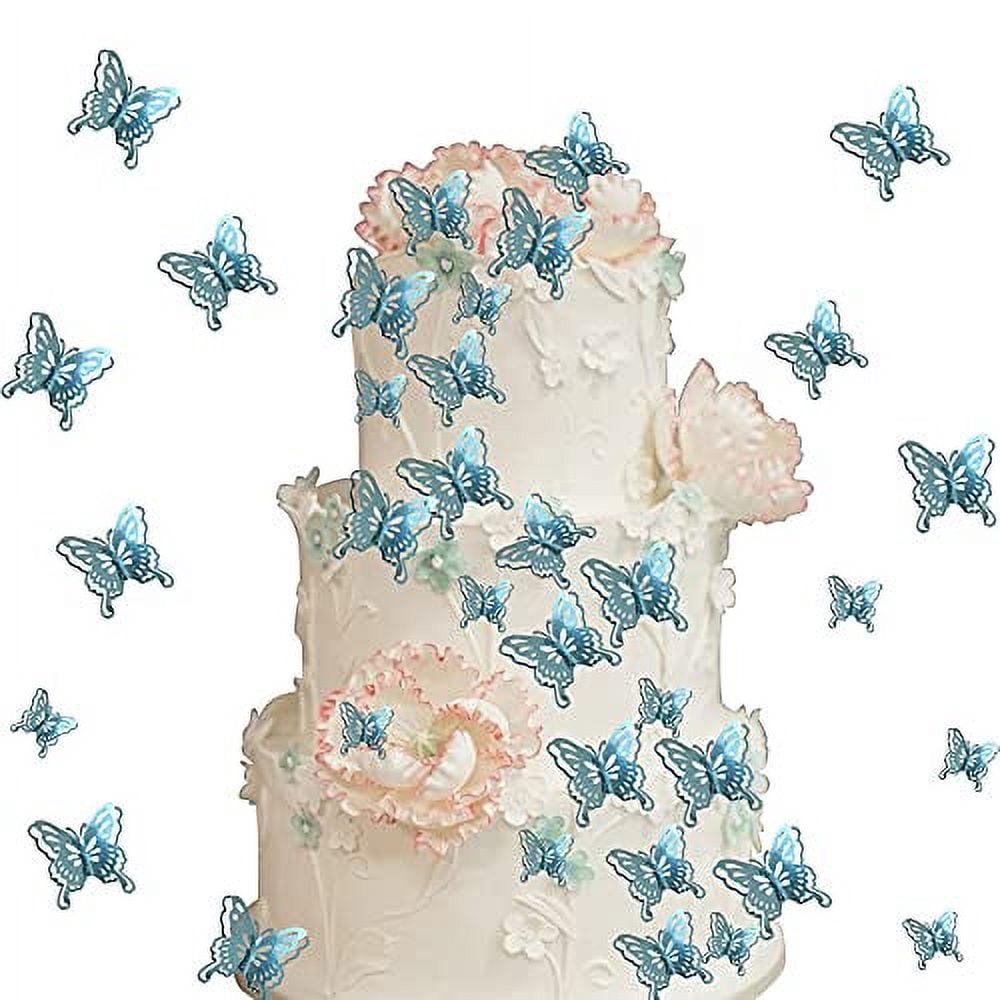 40 PCS Lively 3D Butterfly Cupcake Toppers Mixed Size Hollow Art ...