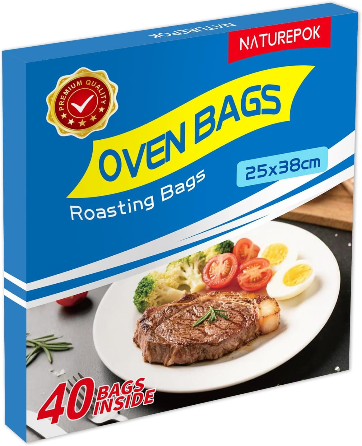 40 PCS Oven Roasting Bags with Ties — 38 x 25cm Heat-Resistant Cooking ...