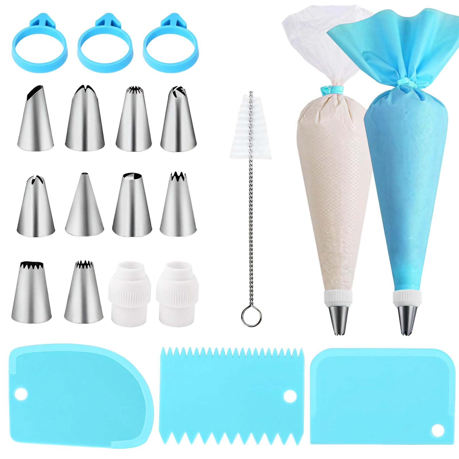 40 PCS Piping Tip and Bag Kit, 1 Reusable TPU and 20 Disposable Piping ...